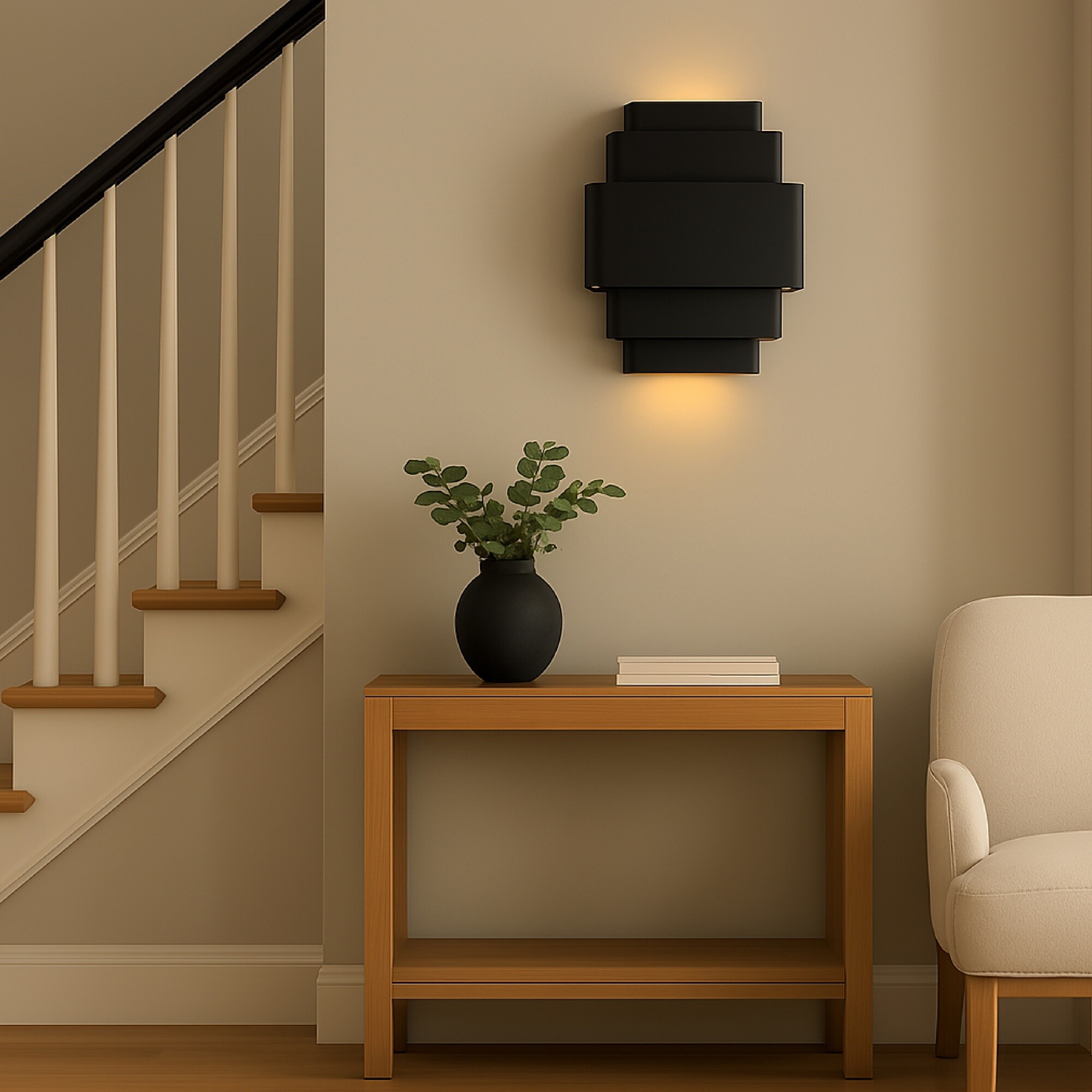 Artefacto Decorativo De Pared Kan Negro — Serlux