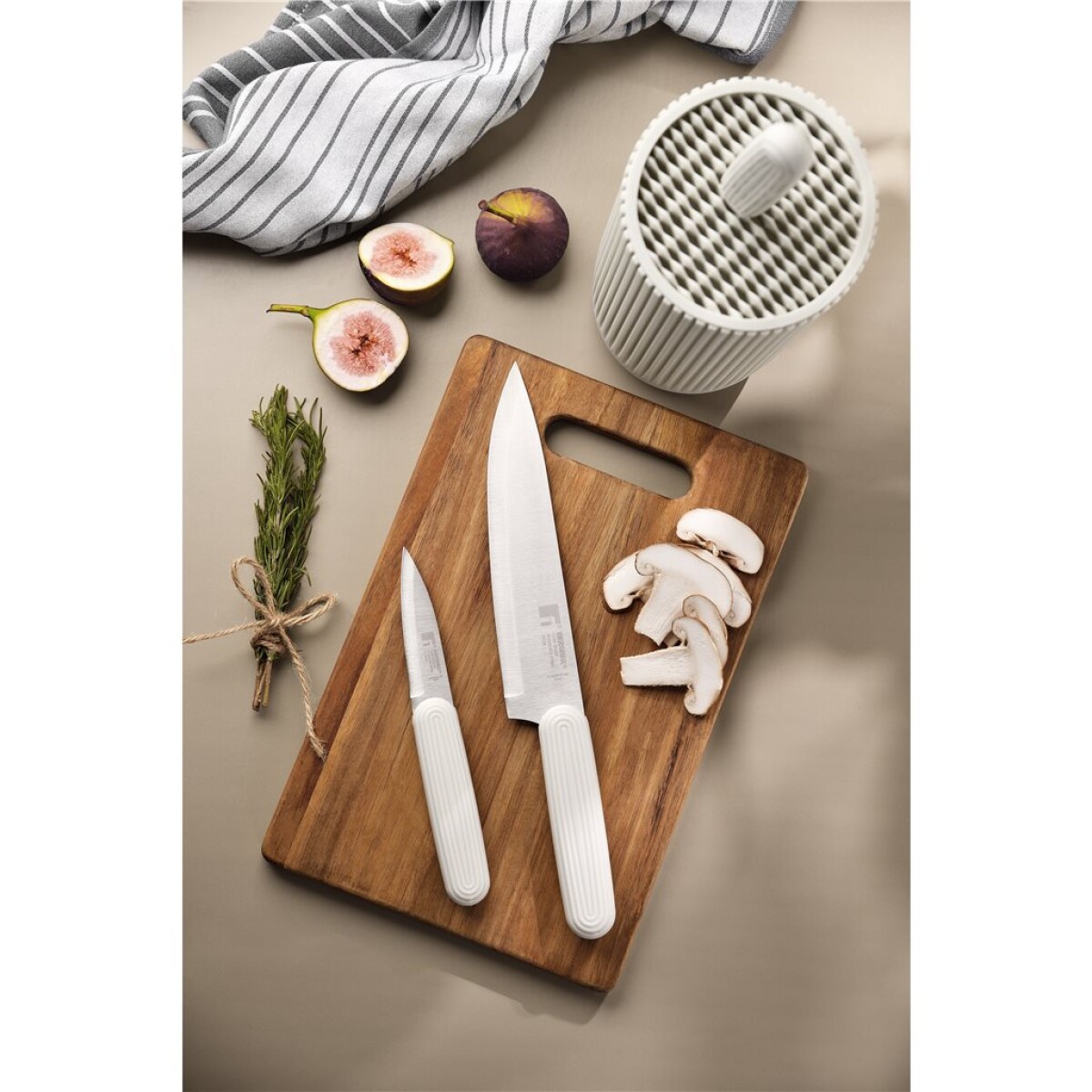 SET TACO+3 CUCHILLAS ACERO INOX. LINES GRIS — Deco Hogar