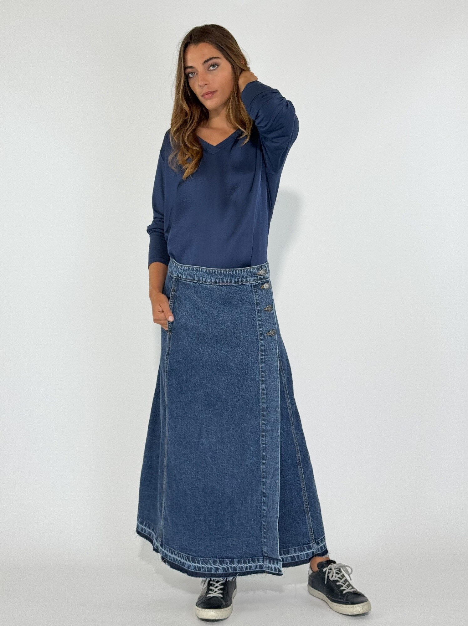 POLLERA JEAN OASIS - AZUL — Panthai