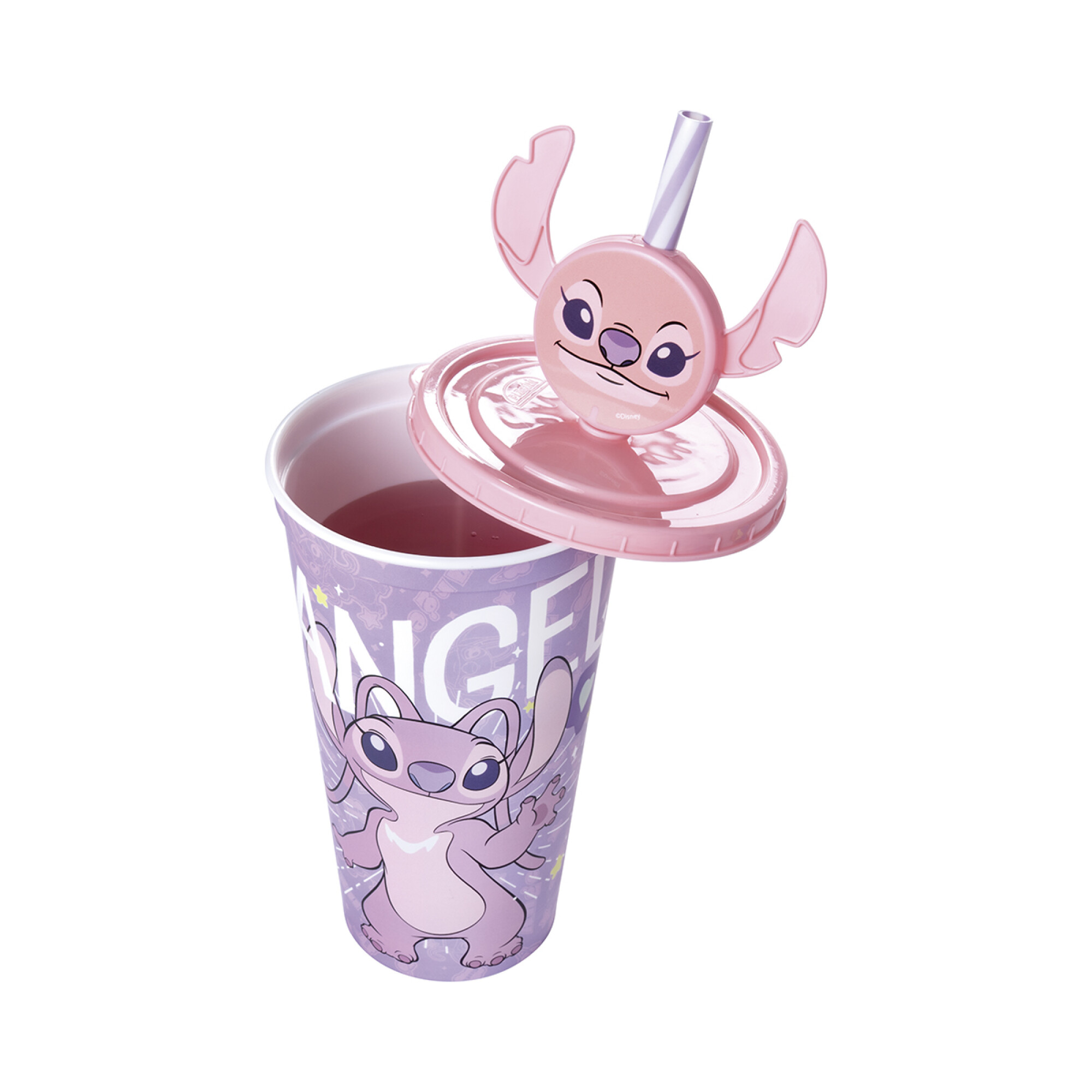 Vaso Plástico Milk Shake con Pin y Pajita Stitch Angel 500 ml — Cartoons