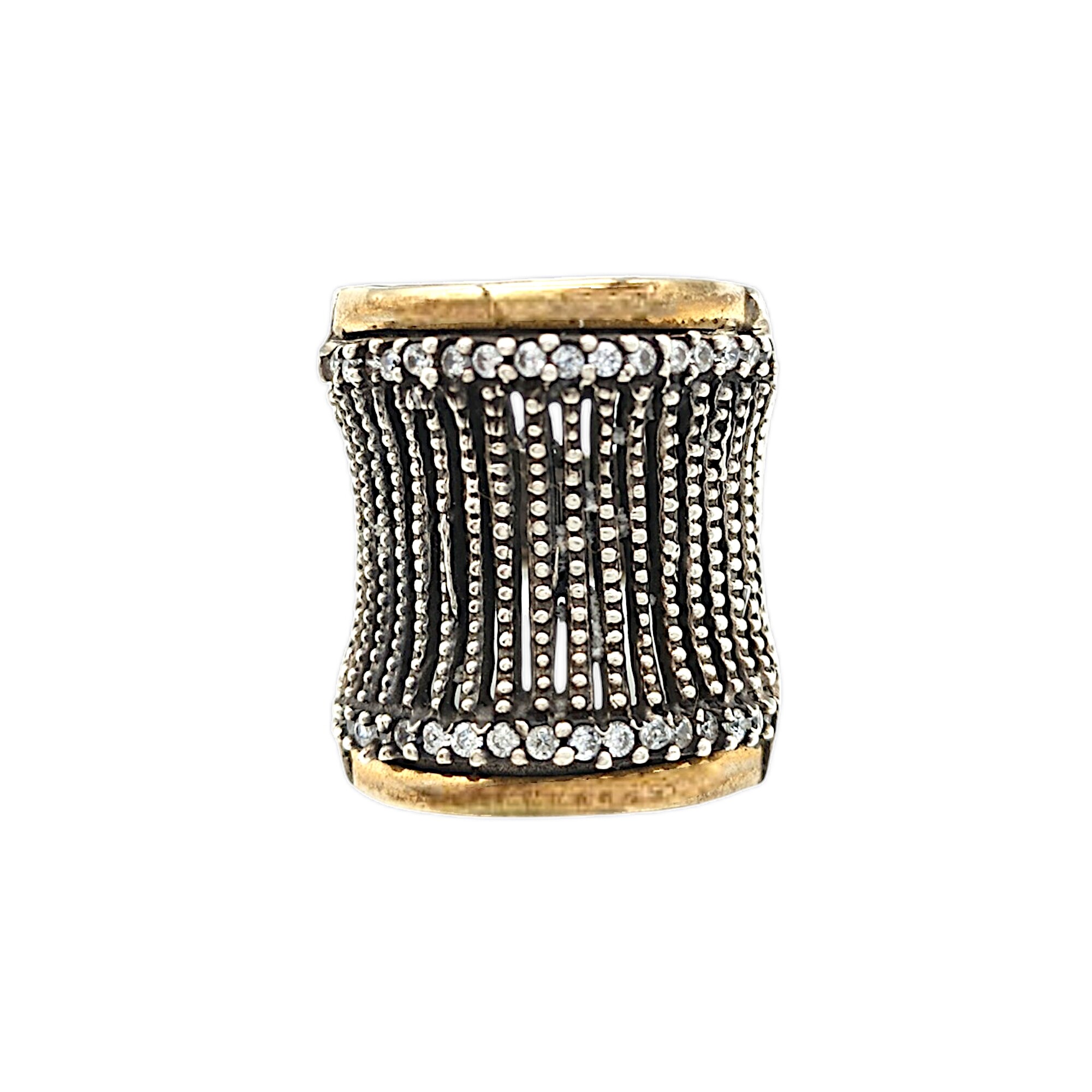 Anillo Calado-Plata y Oro-Piedra Zirconia-AN5401 - conpiedra — Mamba Negra