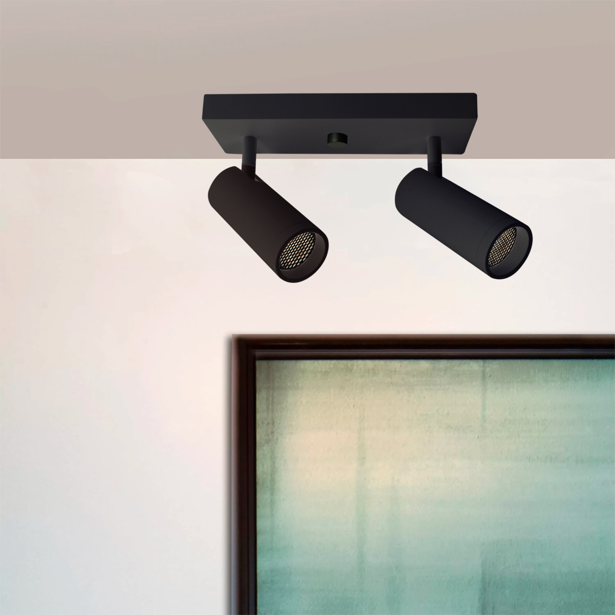 Luminaria de Adosar Long Leticia Doble Orientable Negra — Serlux