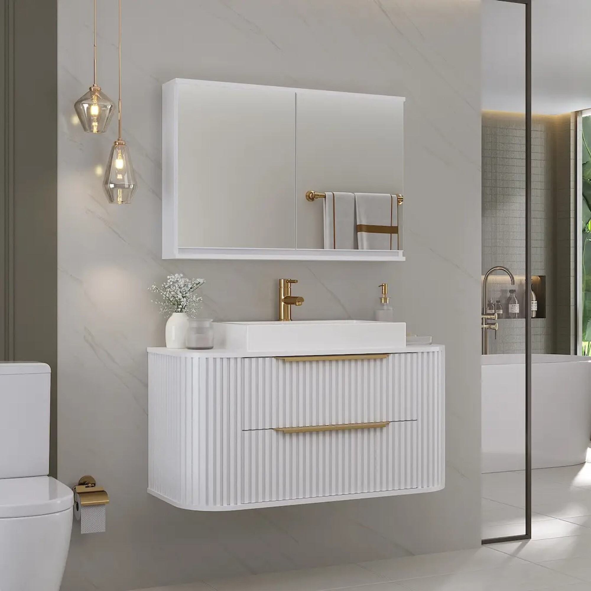 Mueble De Baño Suspendido Modelo Alice 100 Cm- Color Blanco — Castro