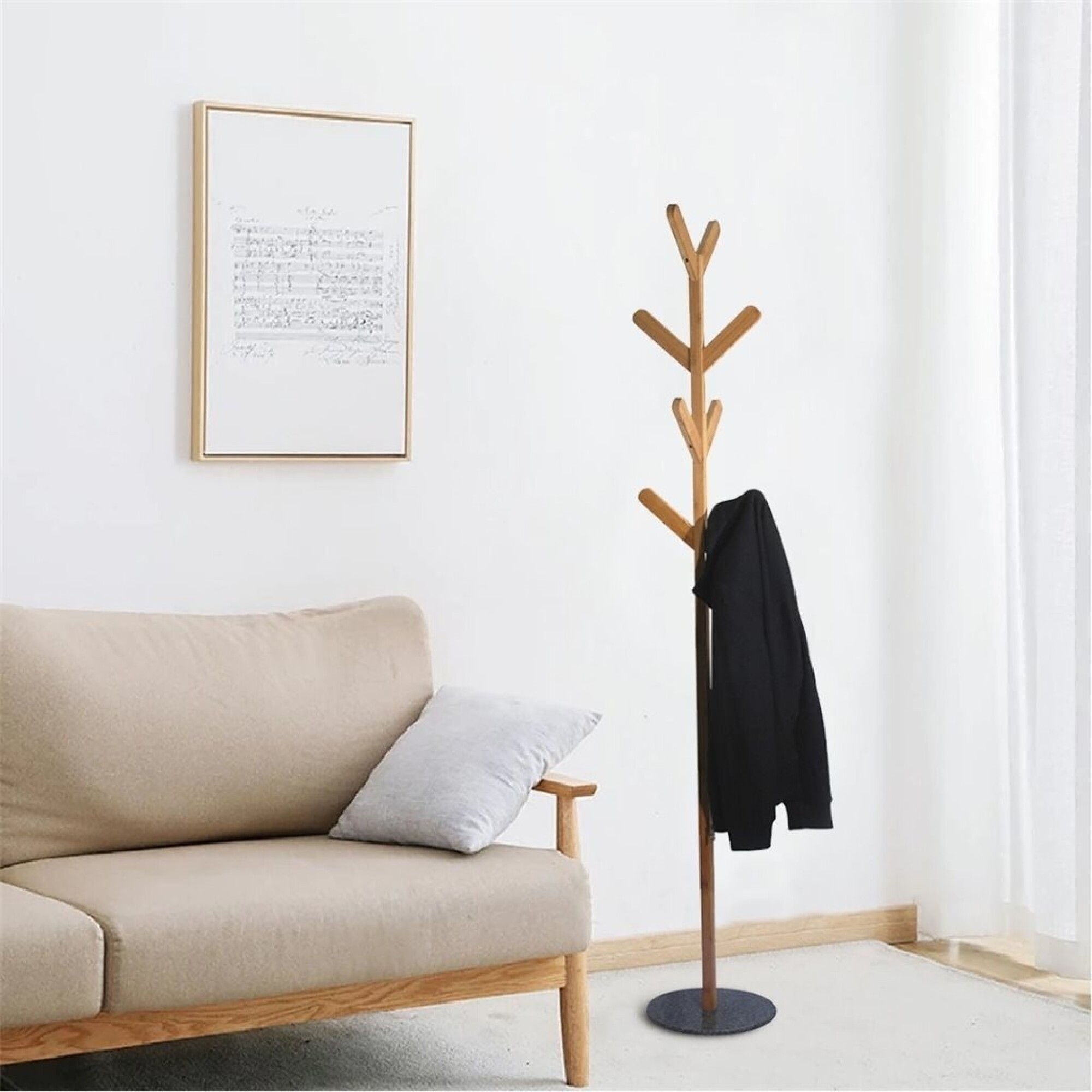 Perchero Madera - Bamboo base granito — Rustico Hogar