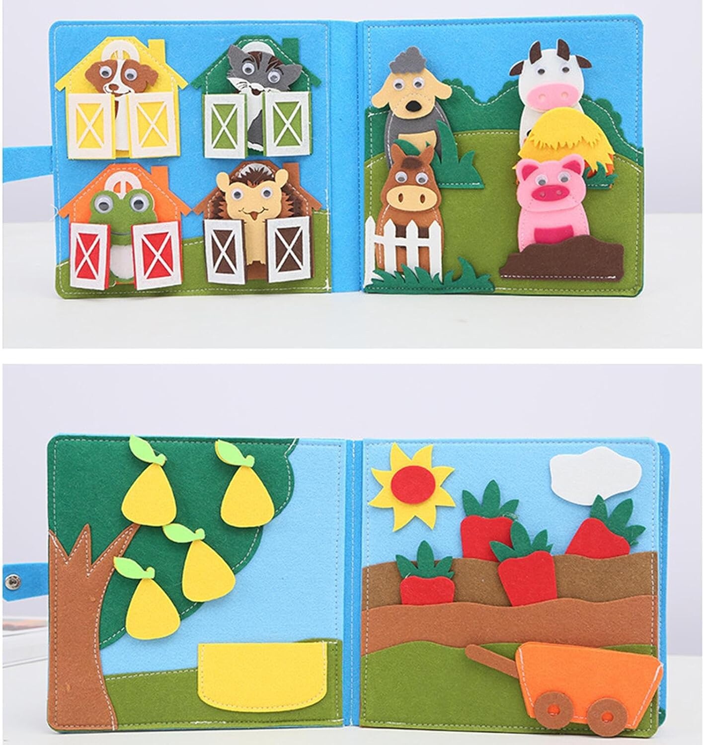 Juego Libro Sensorial De Texturas Granja Fieltro Montessori — MVD Kids