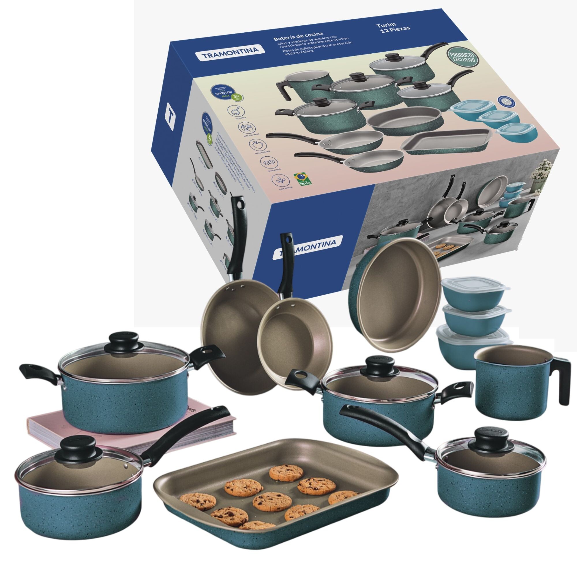 Ollas Tramontina TurIm 12P 27899/497 Turquesa — Bristol