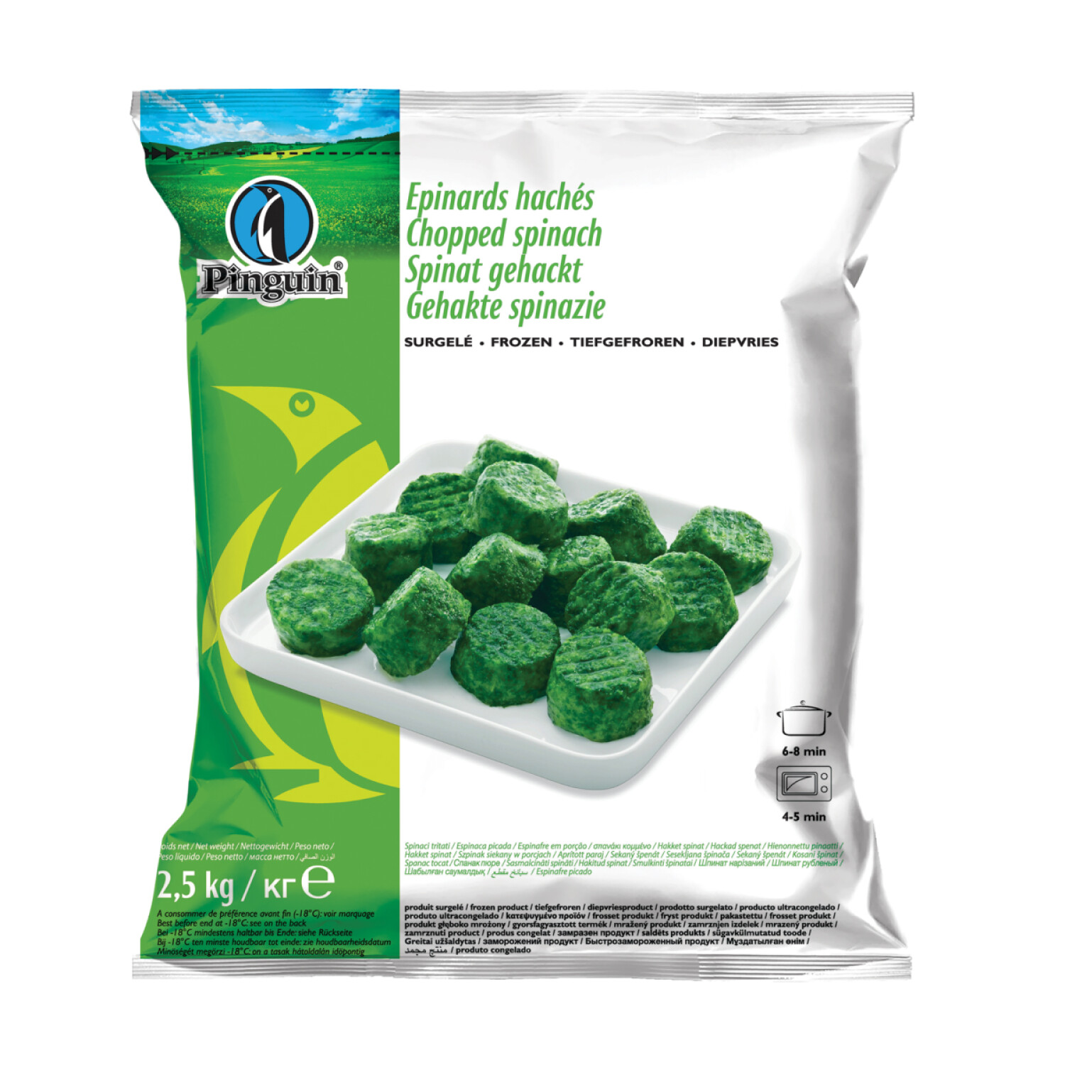 Espinaca Cortada Pinguin - 2,5 Kg — Artico congelados