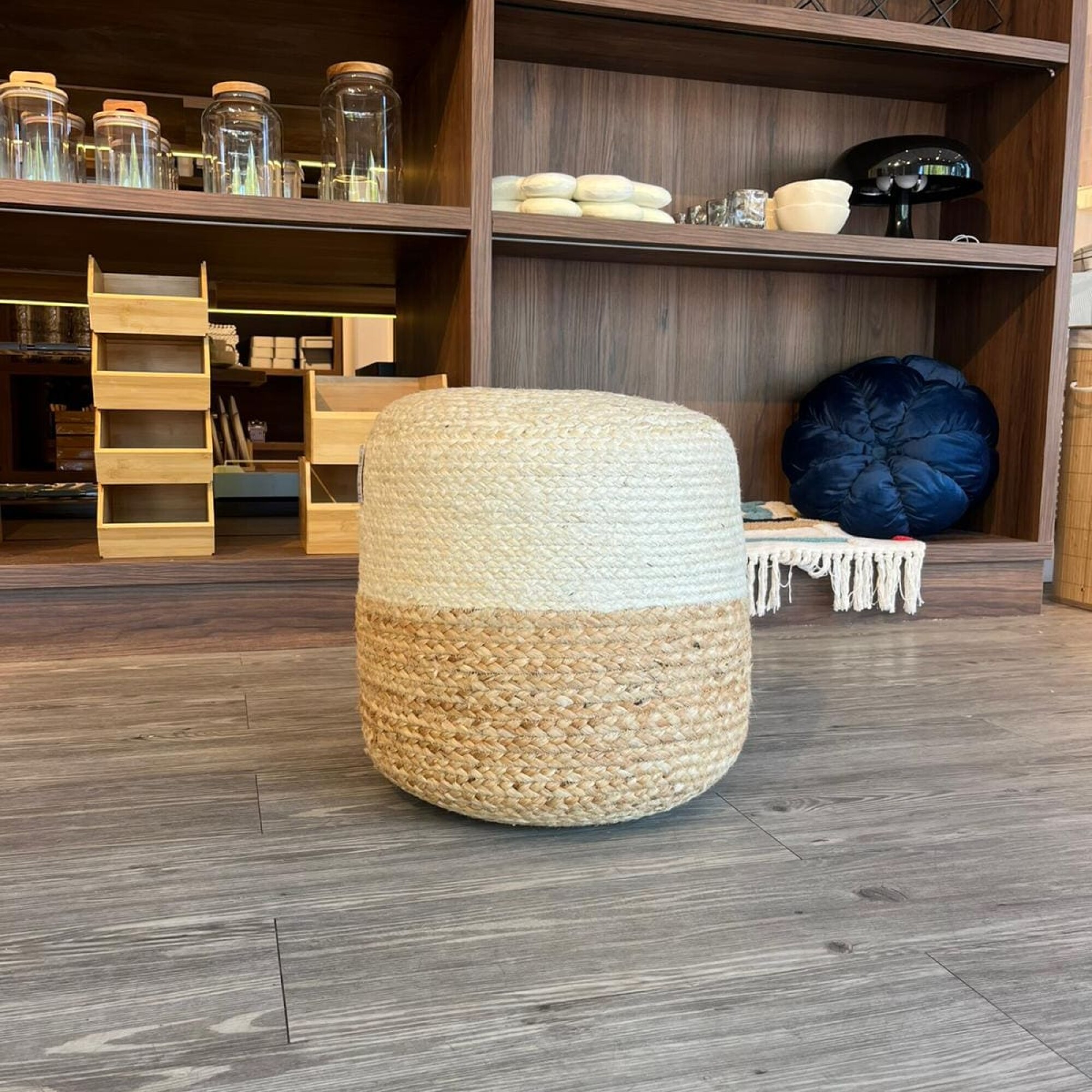 Puff almohadón de piso de yute Bicolor 40cm - Natural — Buho Store