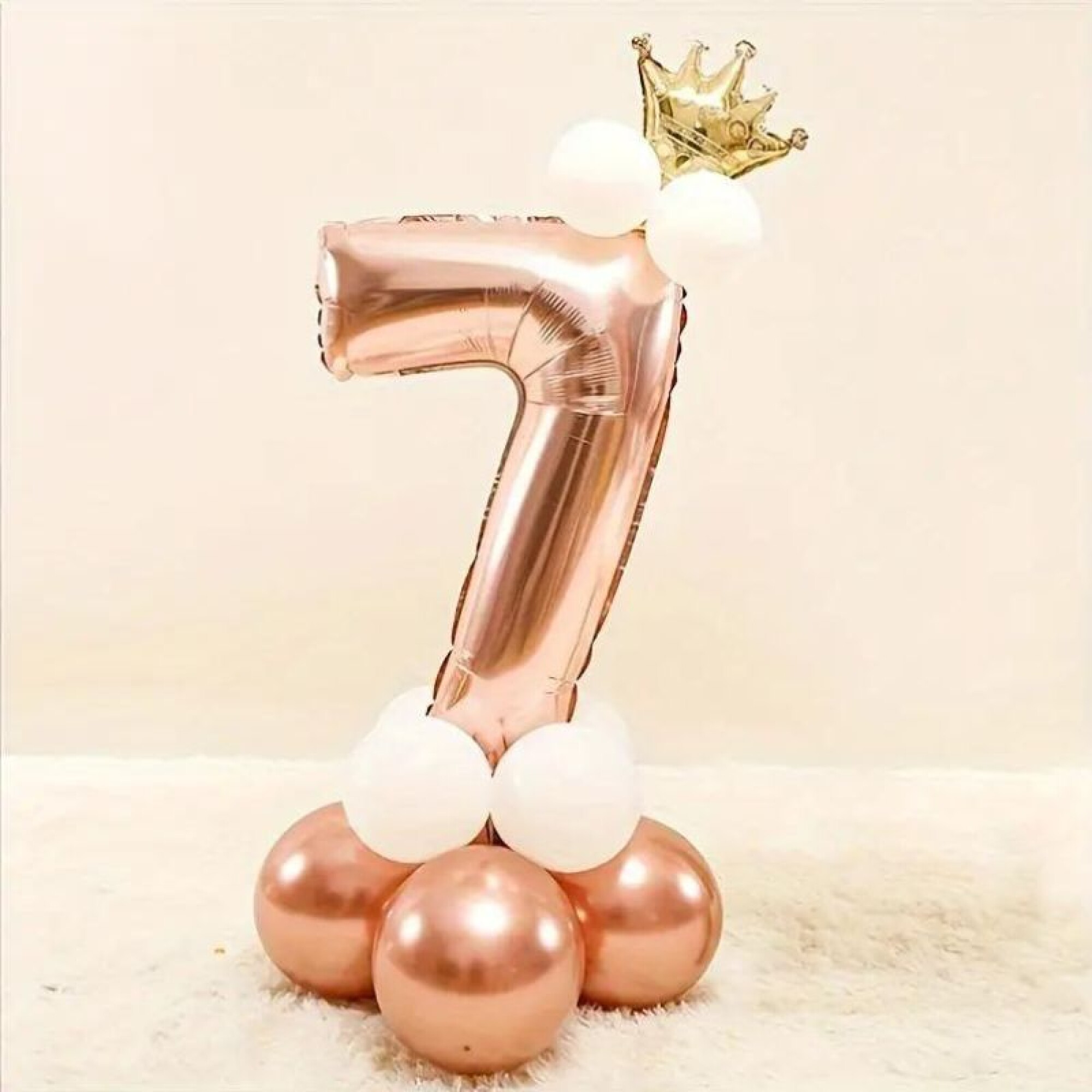 Set de Globo Número 7 con Corona - Rosa Oro — Casa Fessta