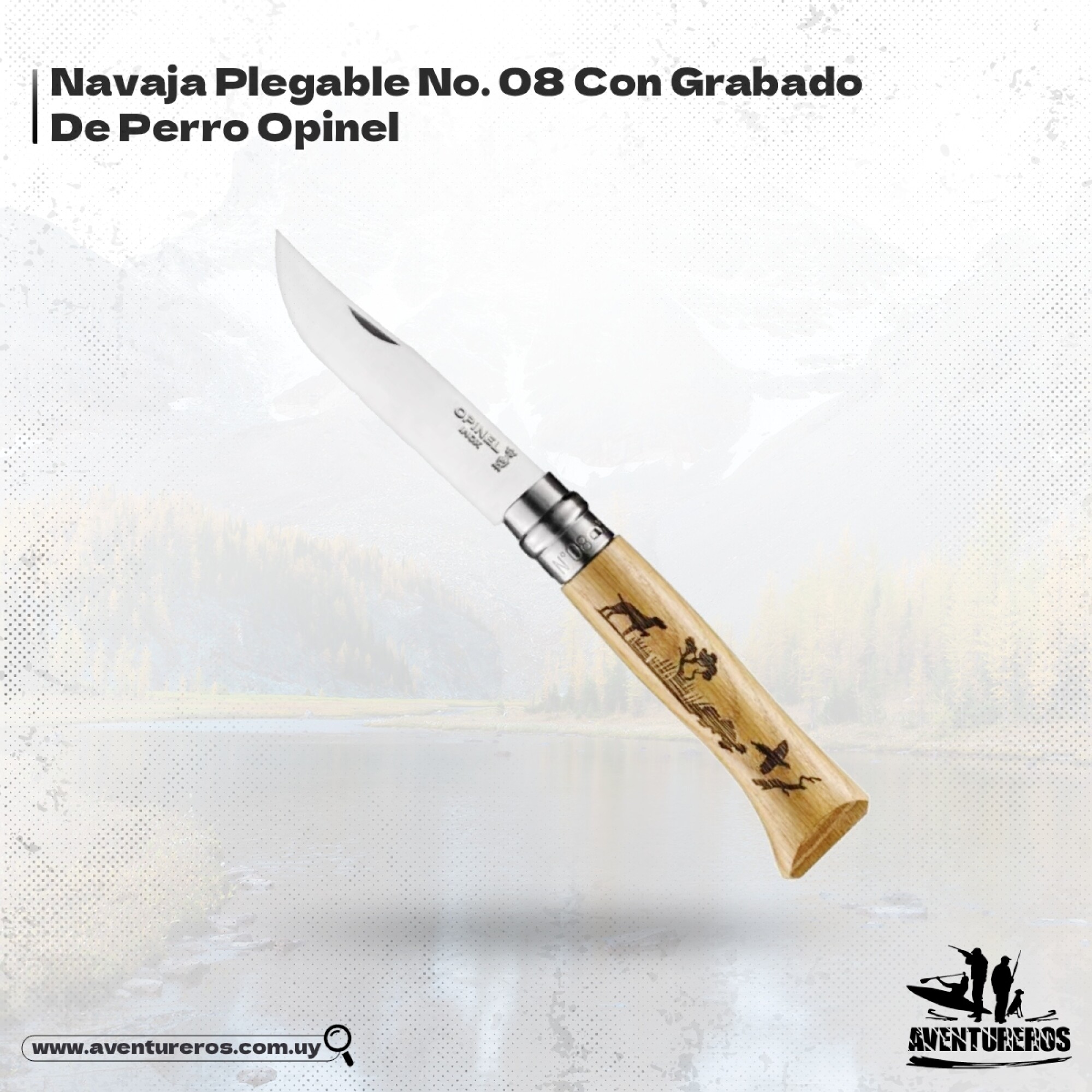 Navaja plegable No. 08 con grabado de perro — Aventureros