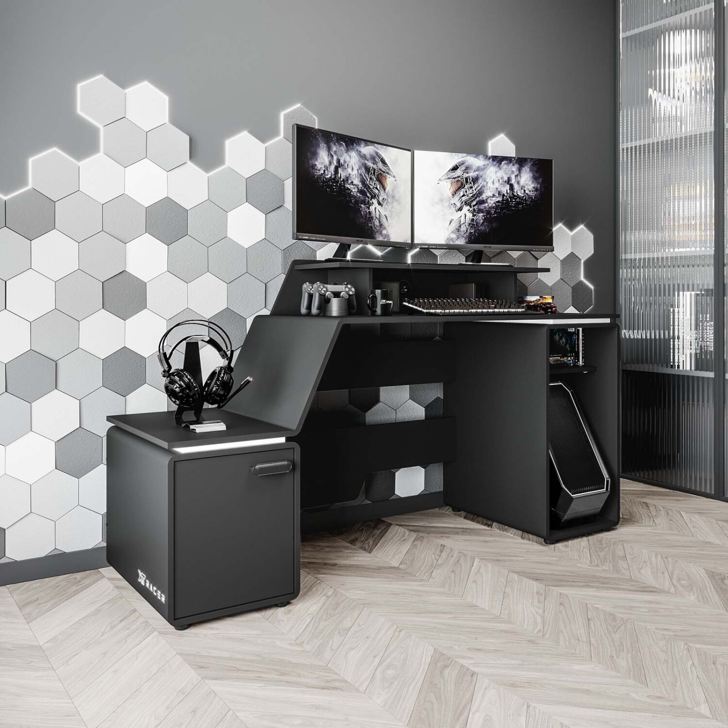 Escritorio Gamer Mdp Negro Space 2 Xt — Divino