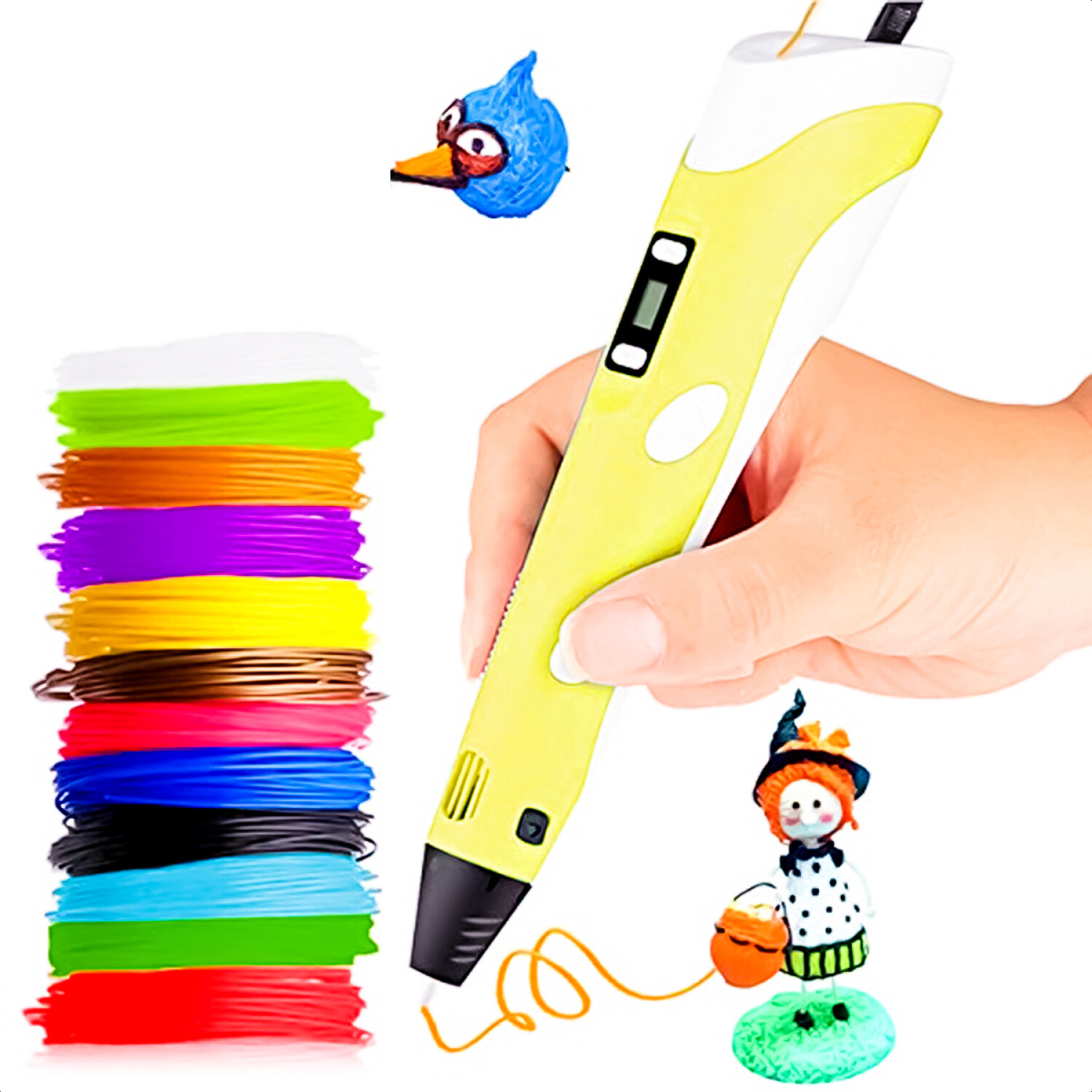 Lápiz Impresora 3d + 20 Filamentos Marcador Lapicera - Amarillo — El Rey del entretenimiento