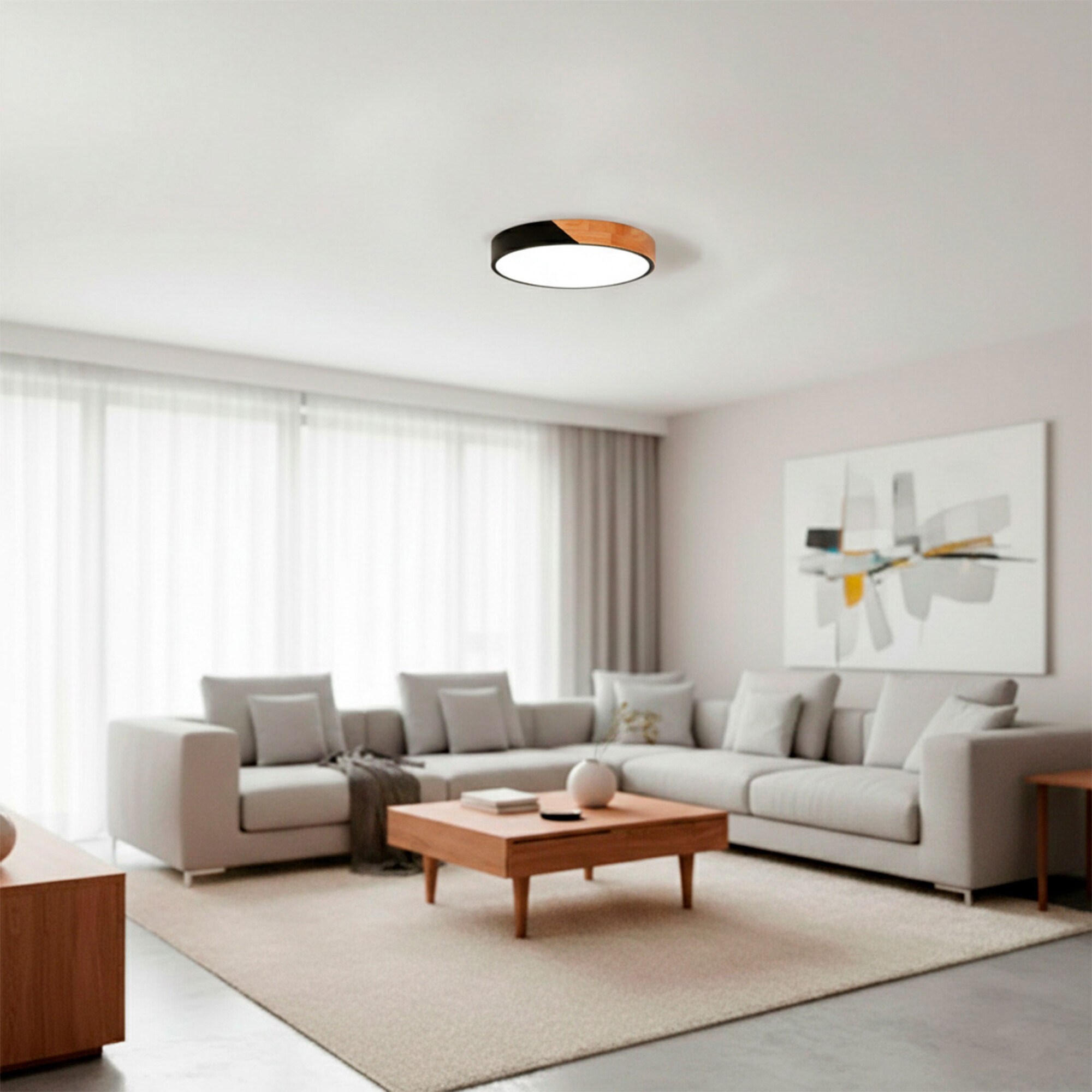 Plafón Led Techo 24 Cm Madera Luz Fría 24W Moderno Nórdico - Color ...