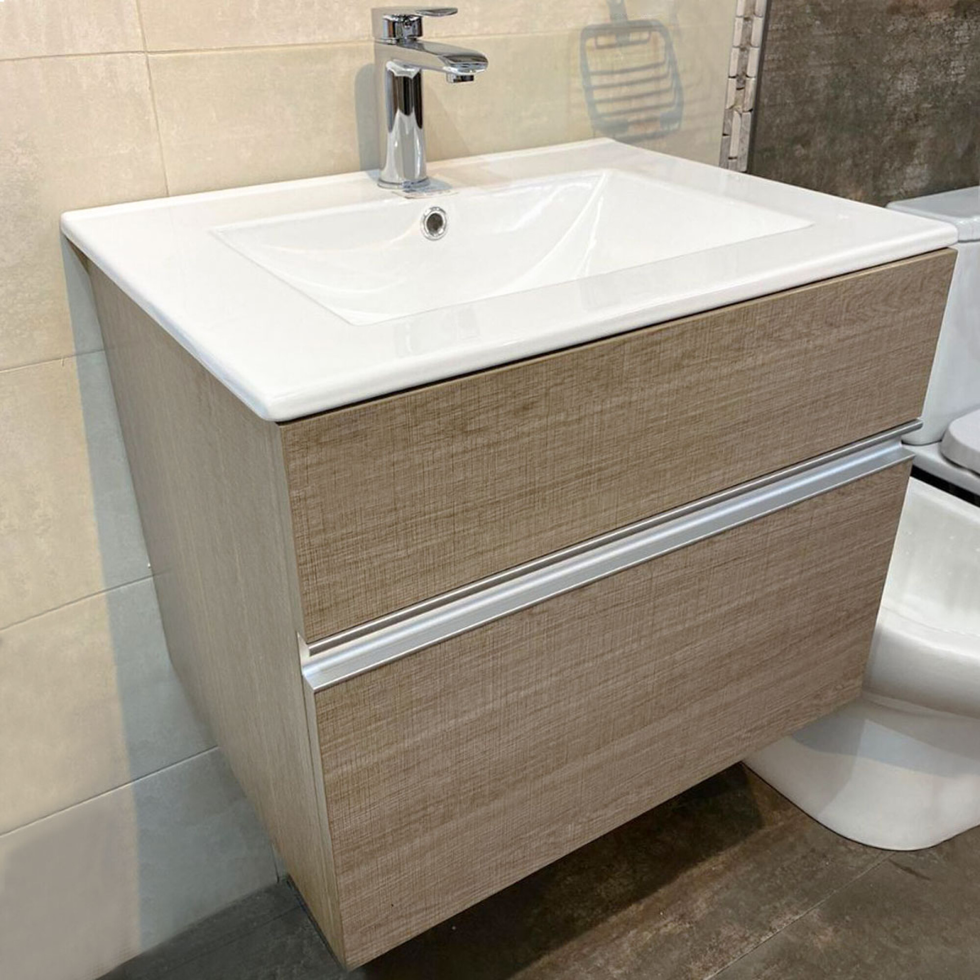 Mueble Baño En Melamina 61X46X47.5Cm Color Nogal C/Bacha Loza — Acher ...