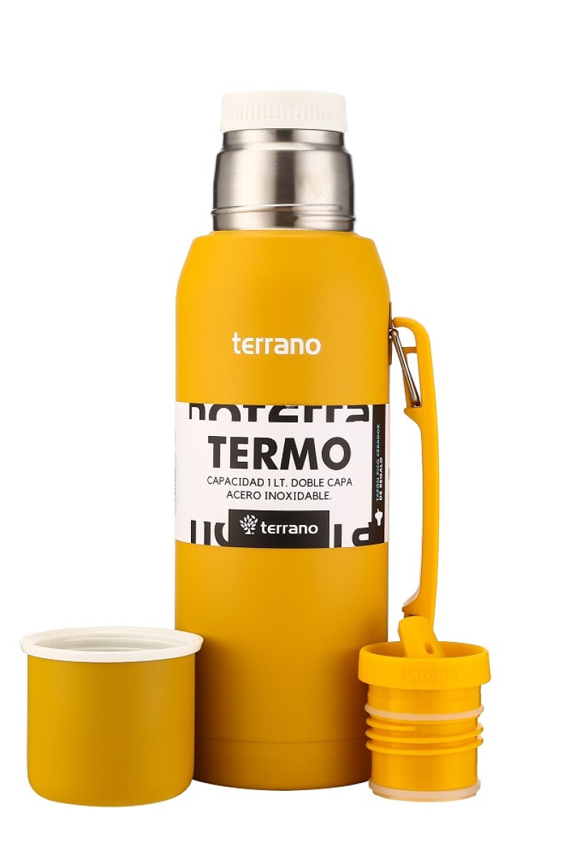 TERMO PREMIUM DE 1LT TERRANO CON MANIJA - AMARILLO FUERTE — Mate Charrúa