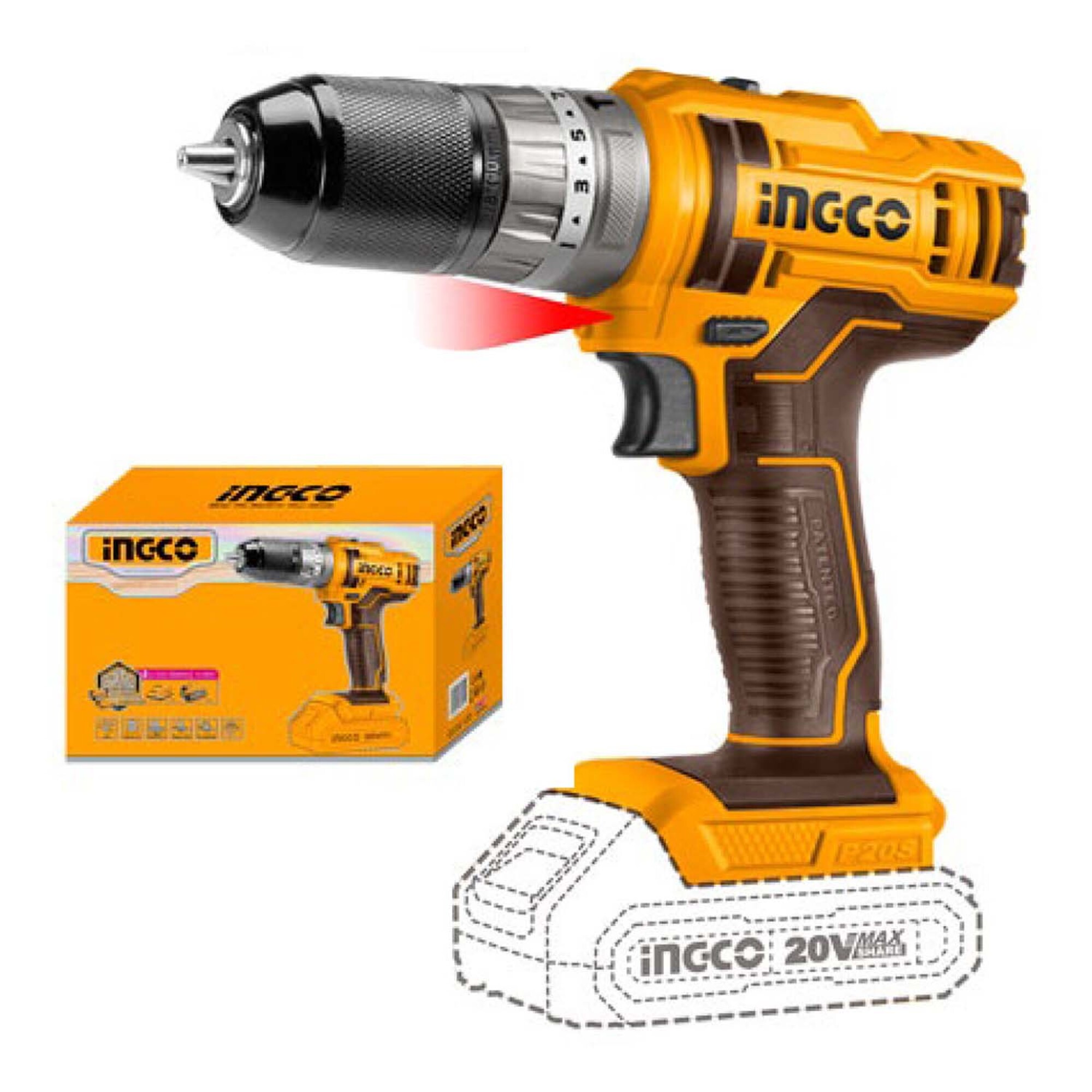 Atornillador Percutor 20V P20S Sin Batería Ingco CIDLI201455 - Amarillo ...