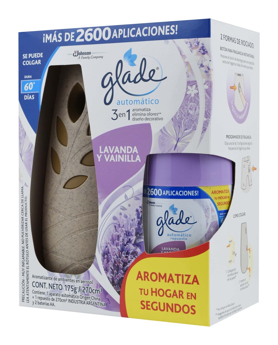 DESODORANTE GLADE AUTOMATICO APARATO + REPUESTO 270 ML — El Clon