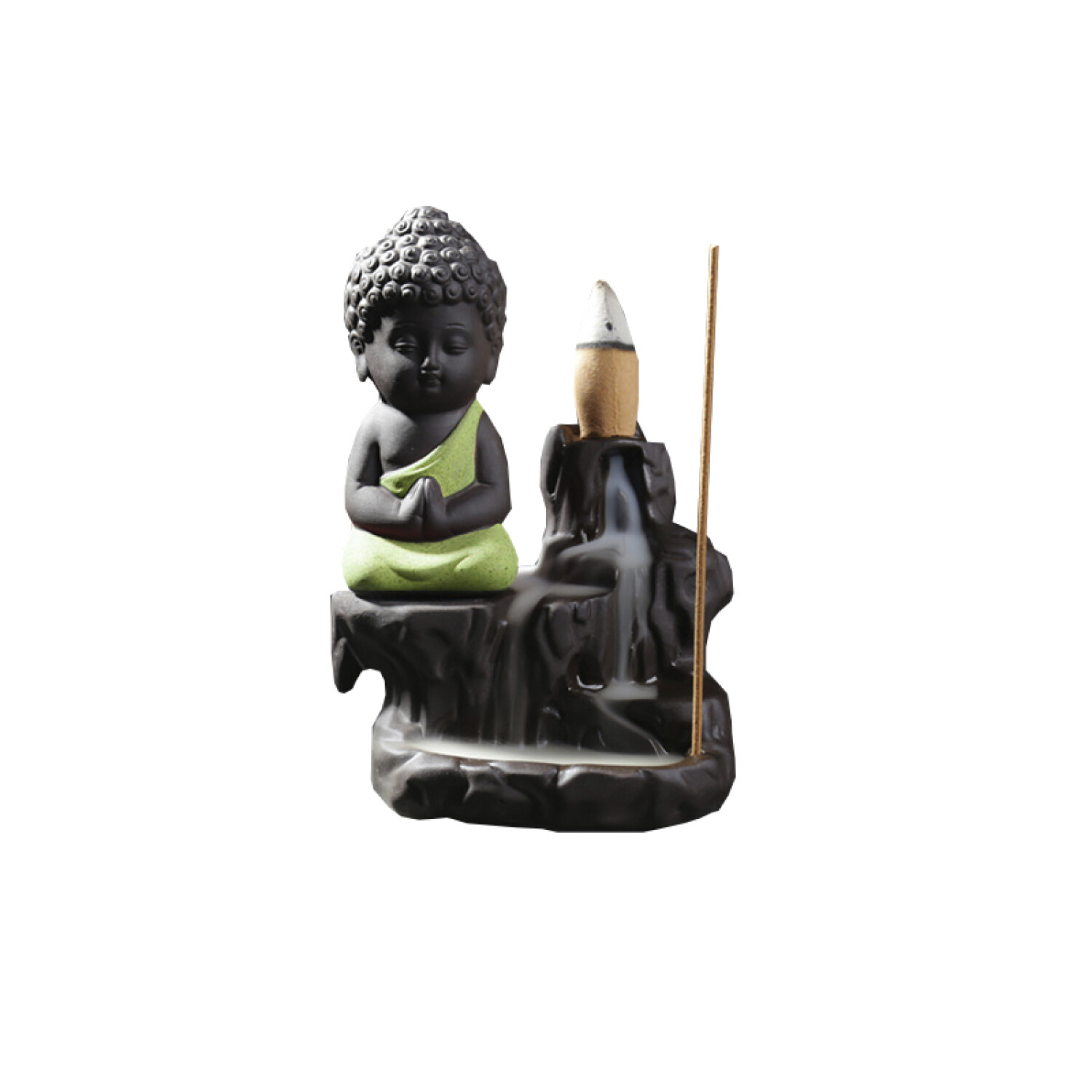 Fuente De Humo Buda - Sentado - Verde — Que Regalo