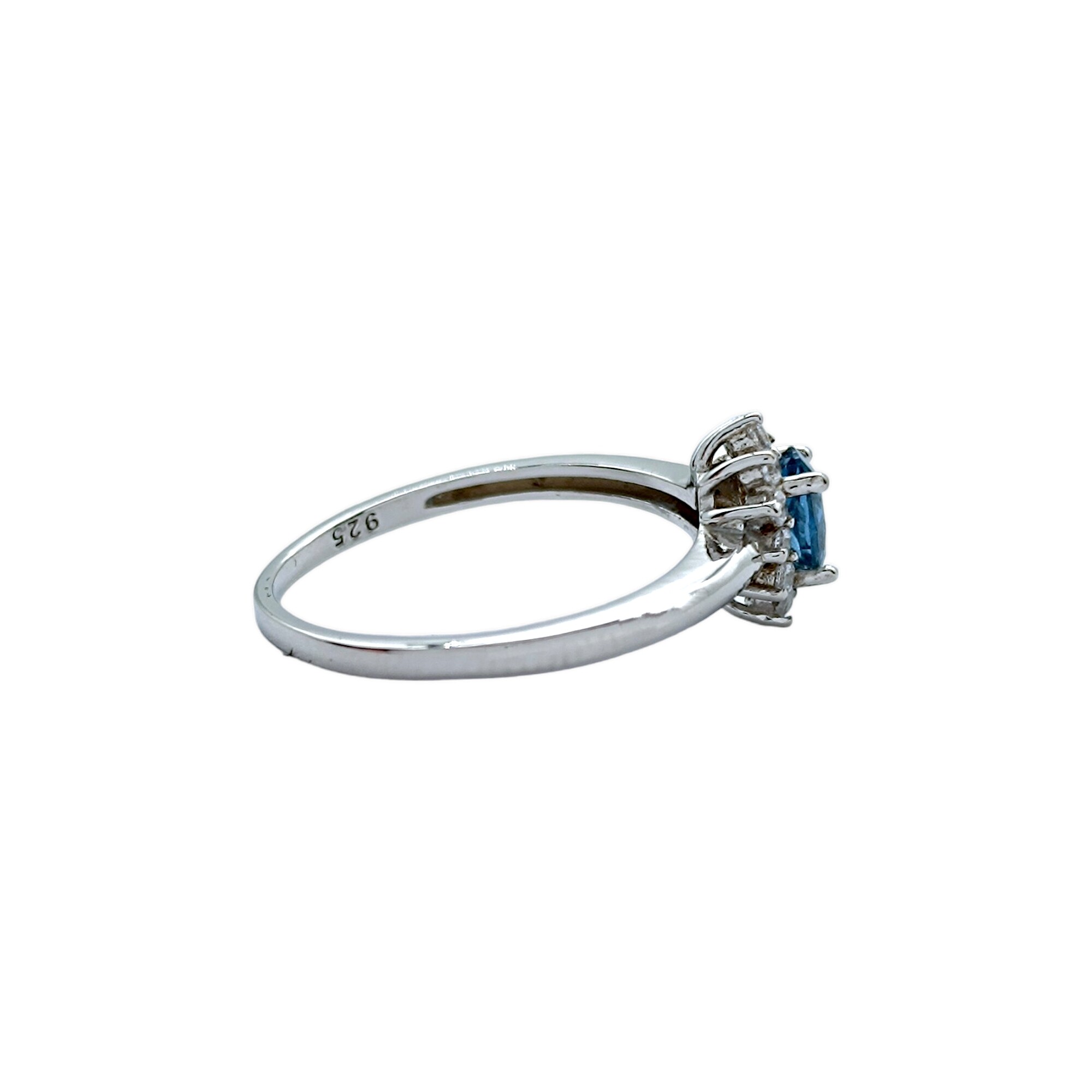 Anillo Halo-Plata 925-Piedra Agua Marina y Zirconia-AN3675 - conpiedra ...