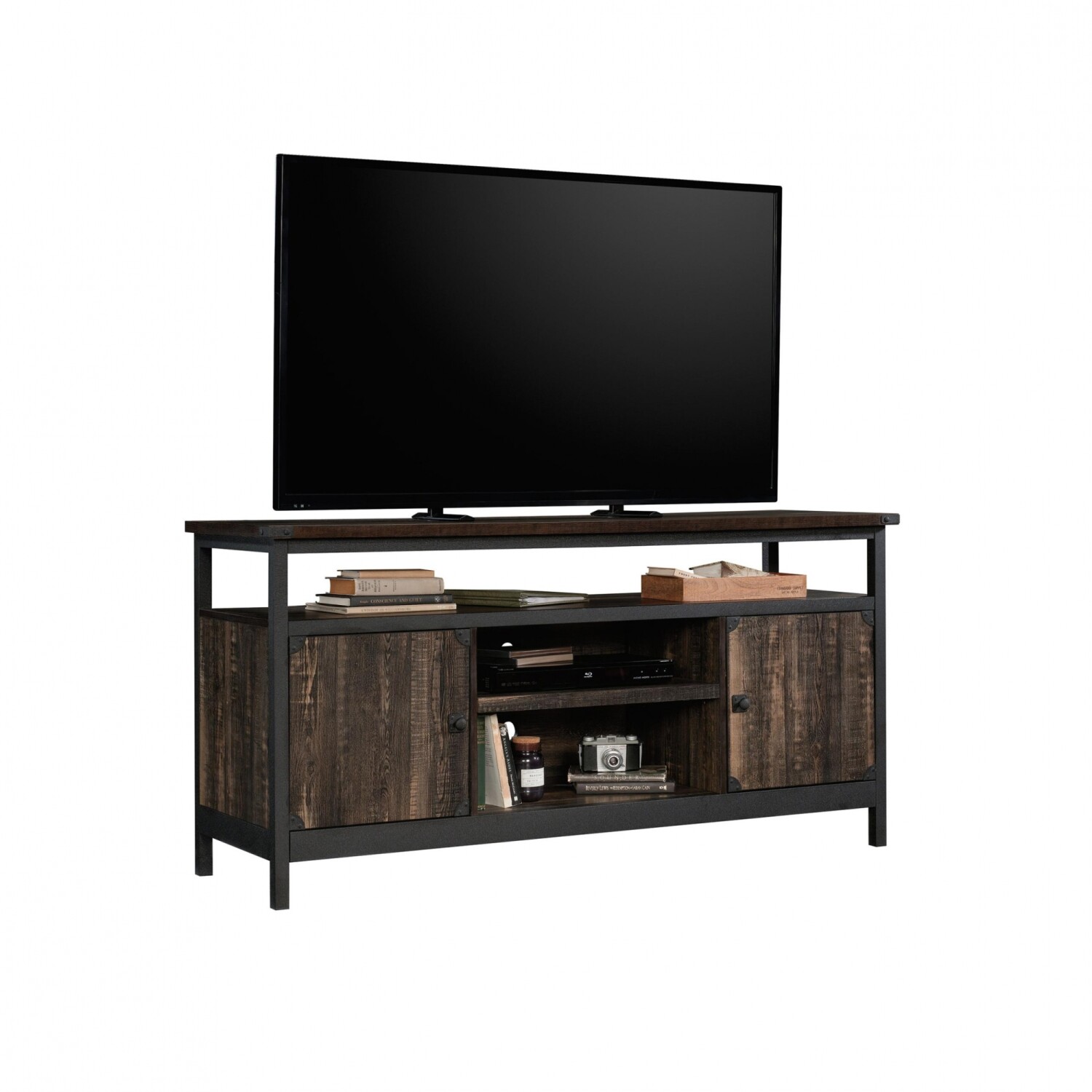 Rack para TV - Sauder - Linea Steel River - Nogal — Rustico Hogar