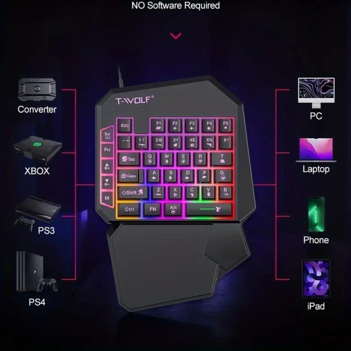 Mini teclado gamer T-Wolf — Market