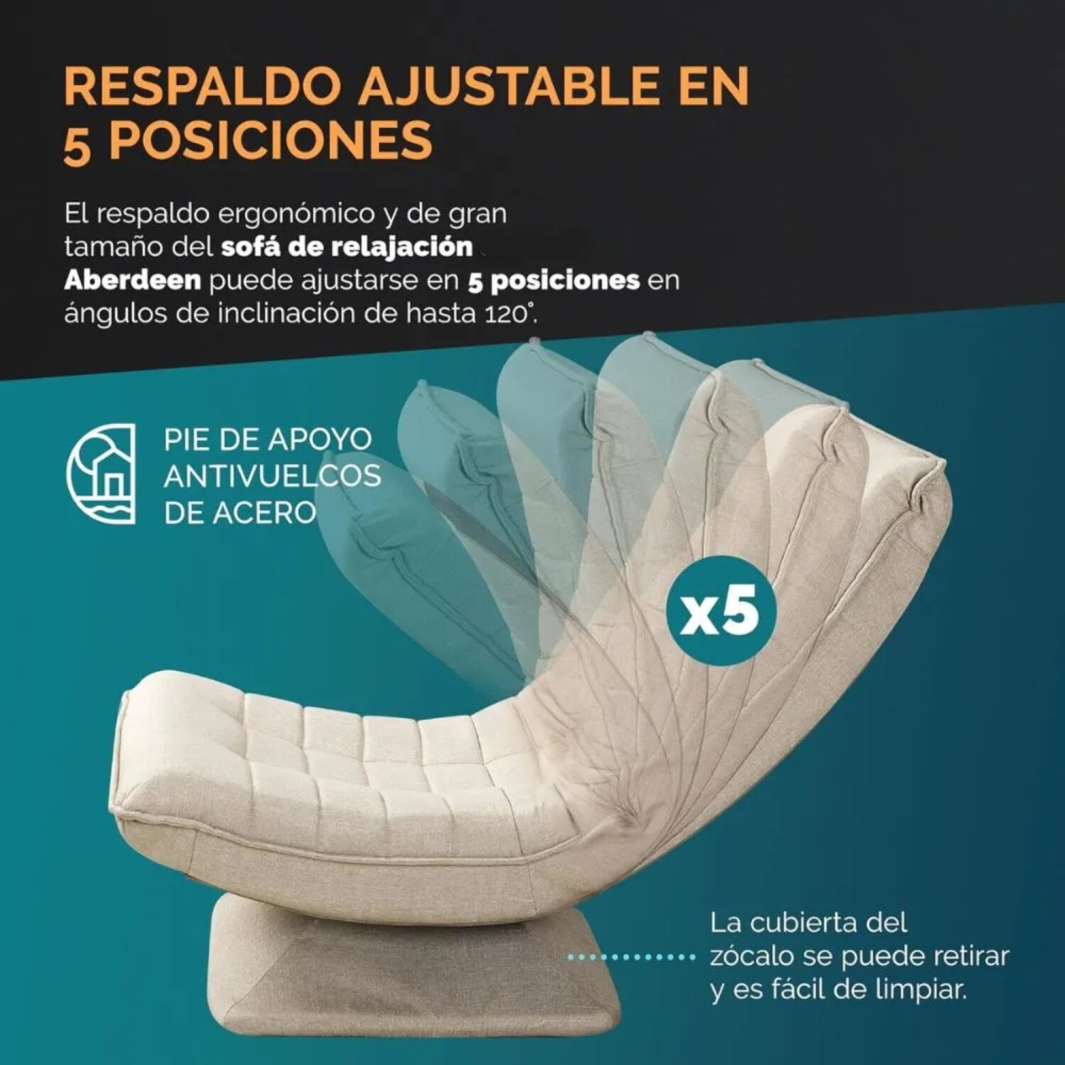 Sillon Reclinable Giratorio Aberdeen - Beige — La Cueva Muebles