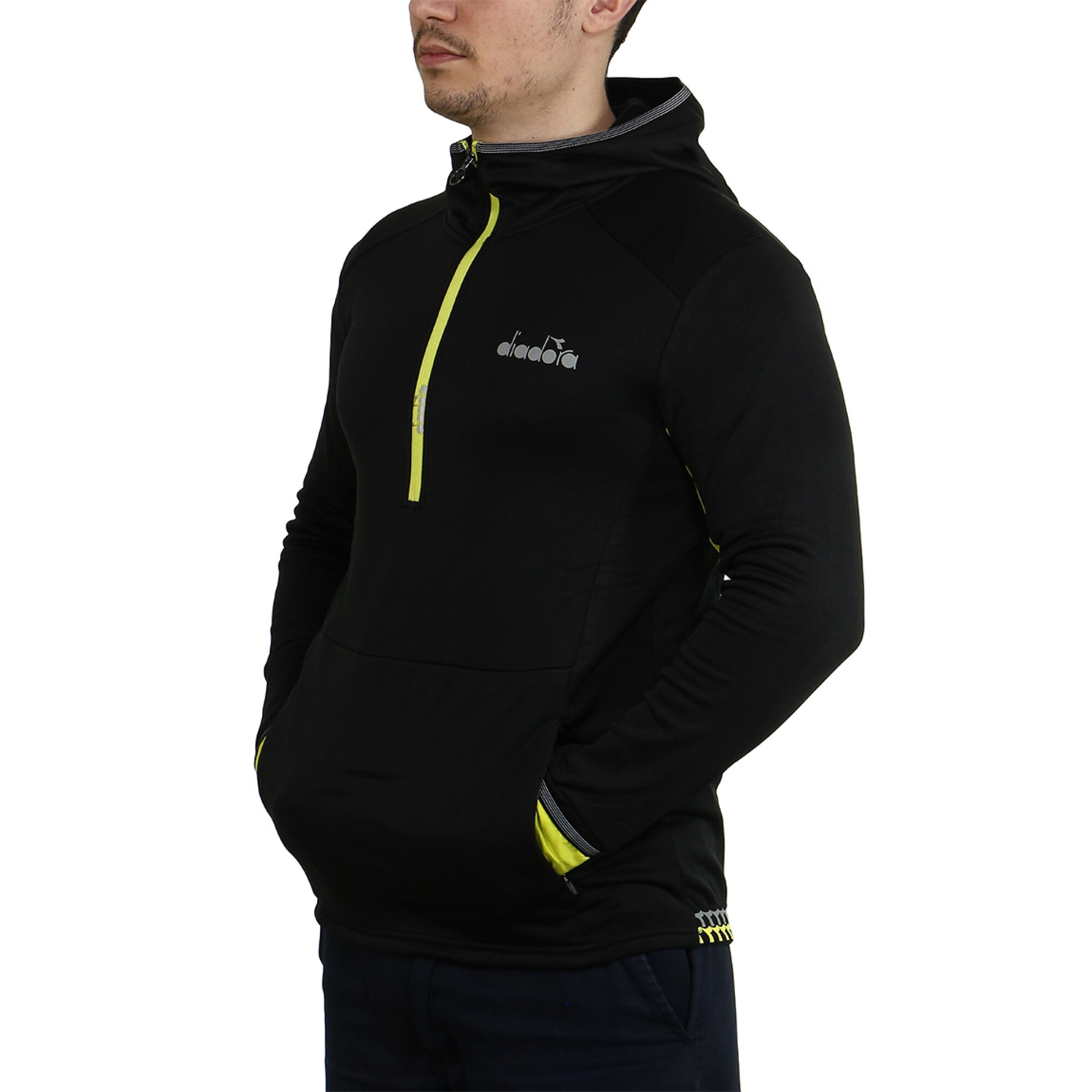 Diadora Buzo 1/2 Zip T1 Hd Warm Up Winter Sweat - Negro — Macri