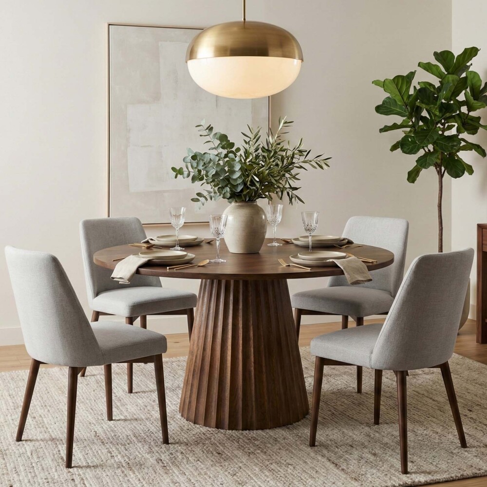 Mesa De Comedor Madera-de-mango Marron Román — Divino