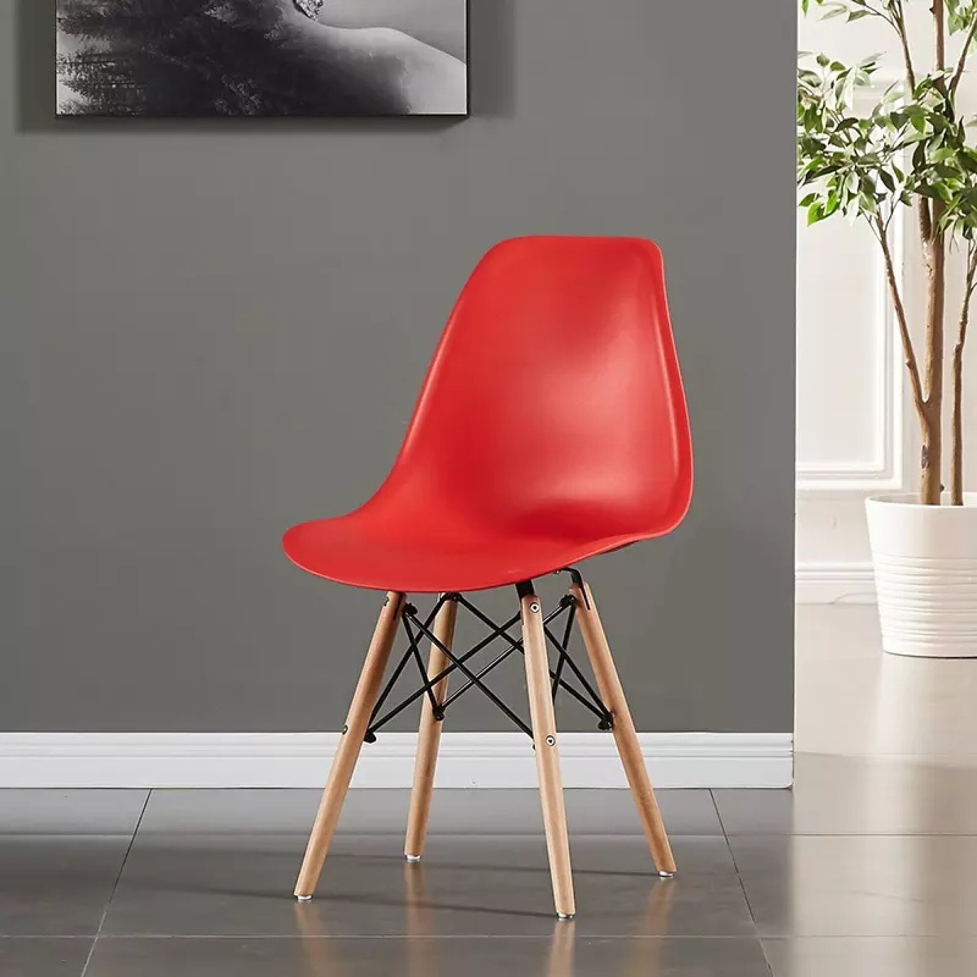 Kit X2 Silla Eames DKR Base En Madera - Rojo — Boxbit