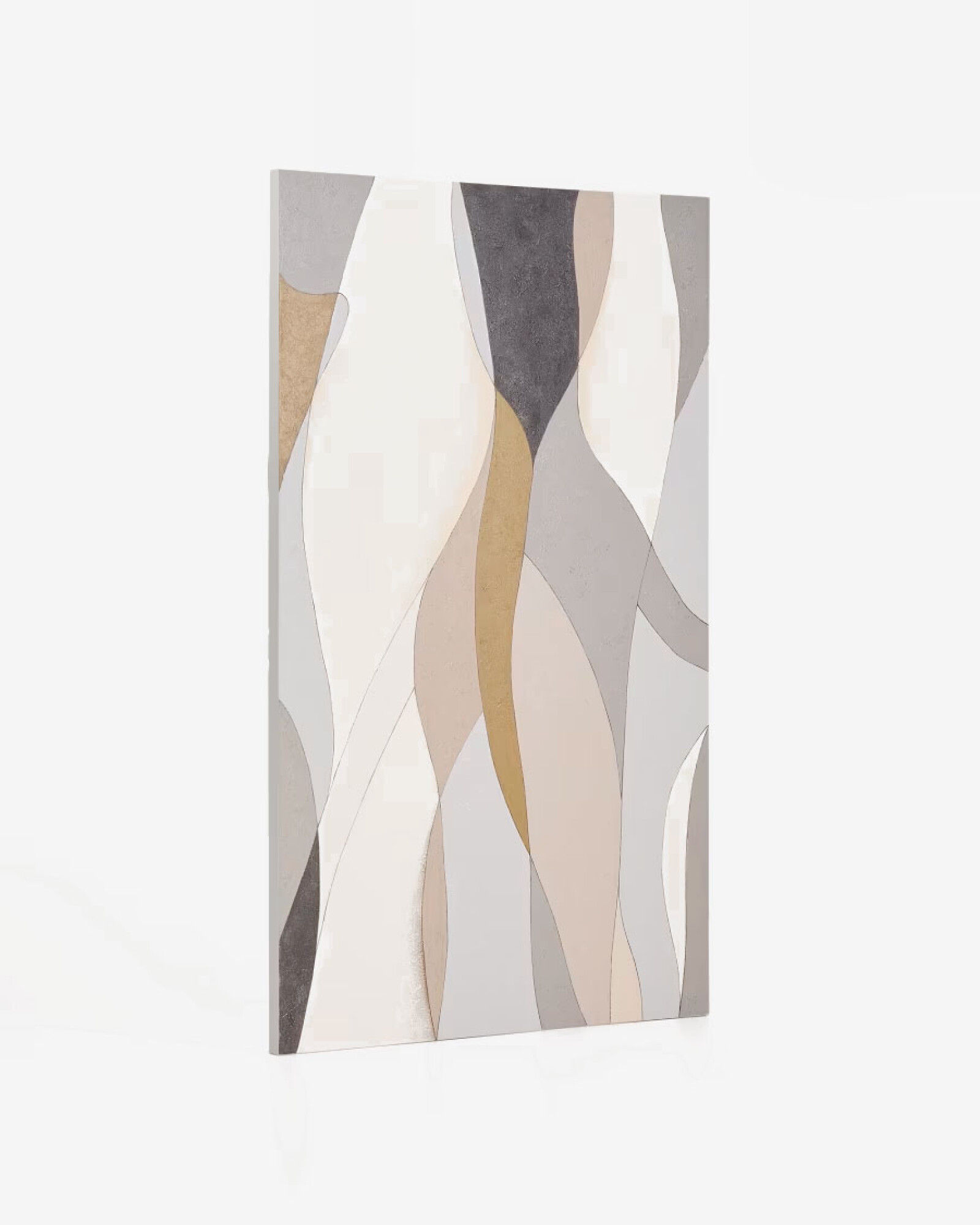 Lienzo abstracto Marvilo gris y mostaza 120 x 200 cm — Kave Home