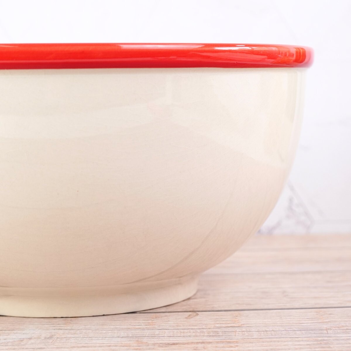 Bowl de ceramica rojo/beige — El Clon