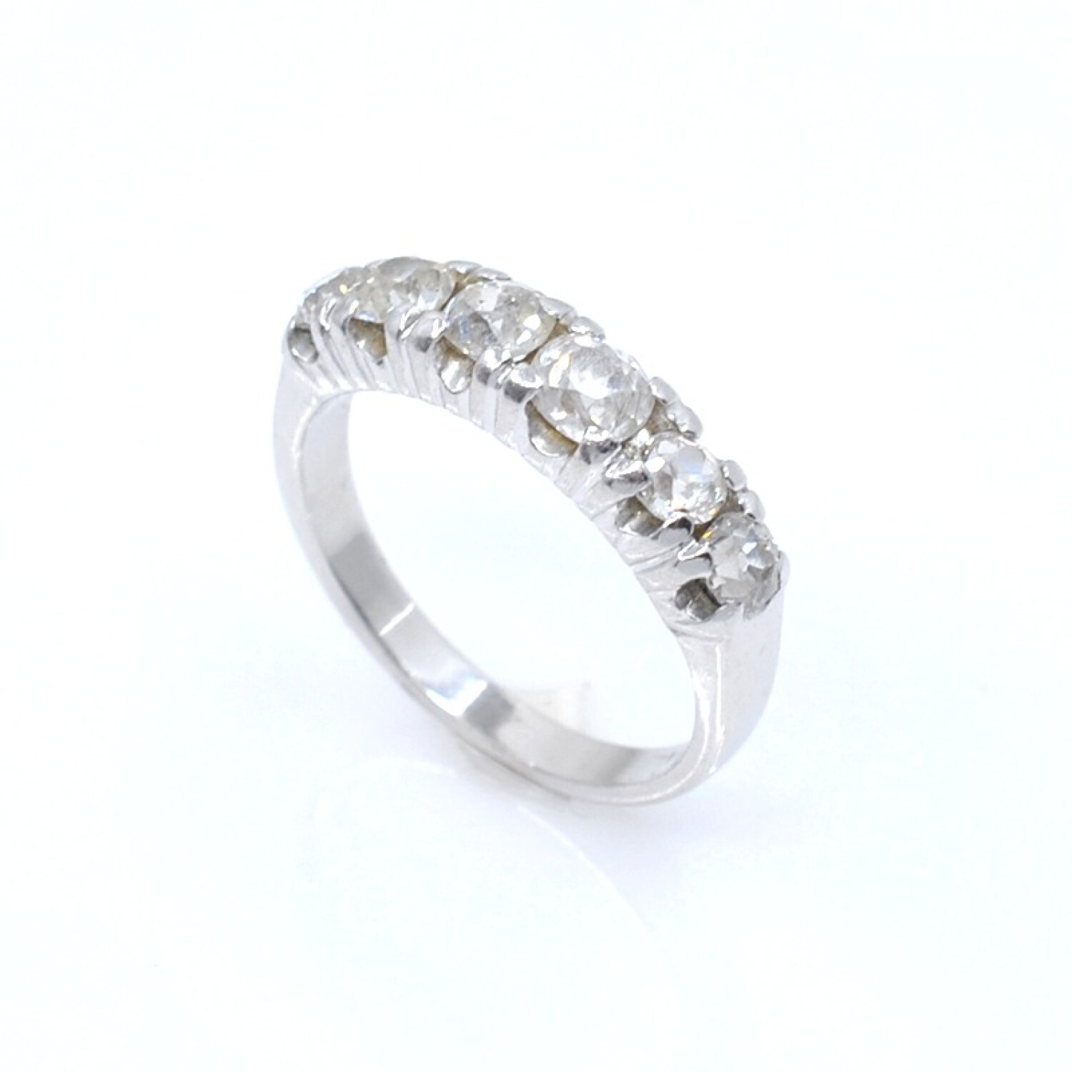 Anillo medio sin fin 18k blanco con brillantes antiguos con engarce 4 ...
