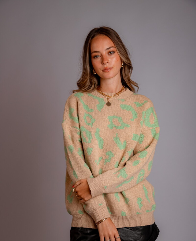 Buzo Print (PRE VENTA) - beige con verde — Bianca Store