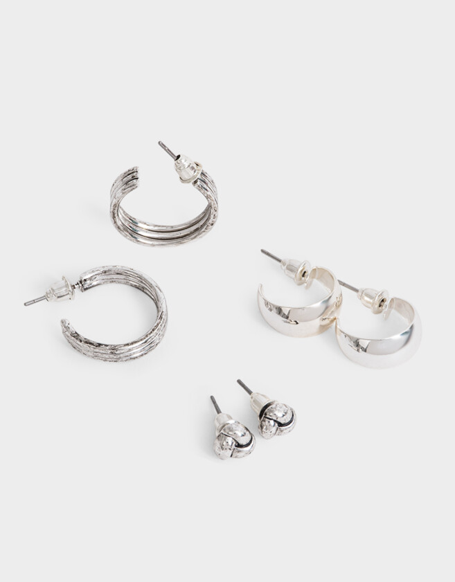 Set De Aros Bañado En Plata — Todomoda