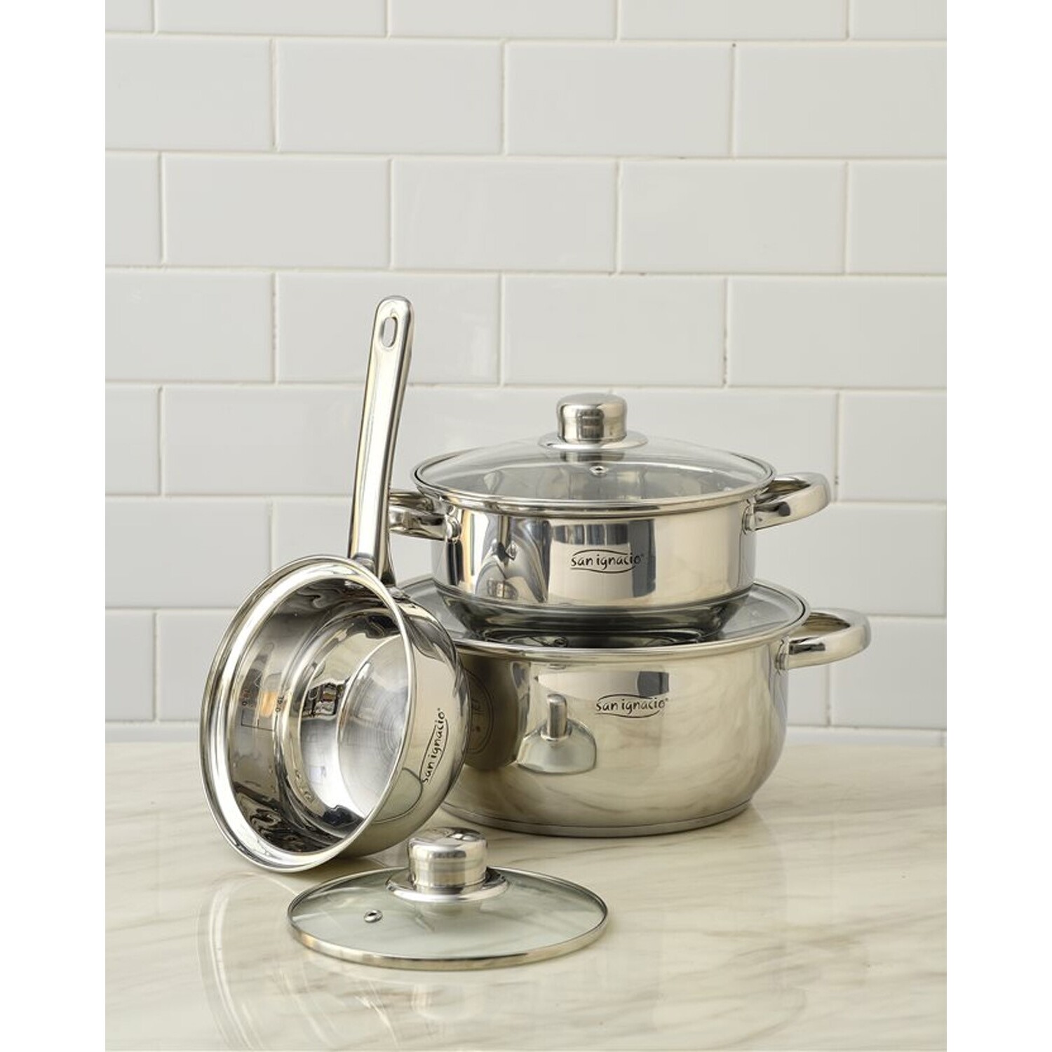 Batería de cocina Bergner San Ignacio 6 piezas - Plateado — Electroventas