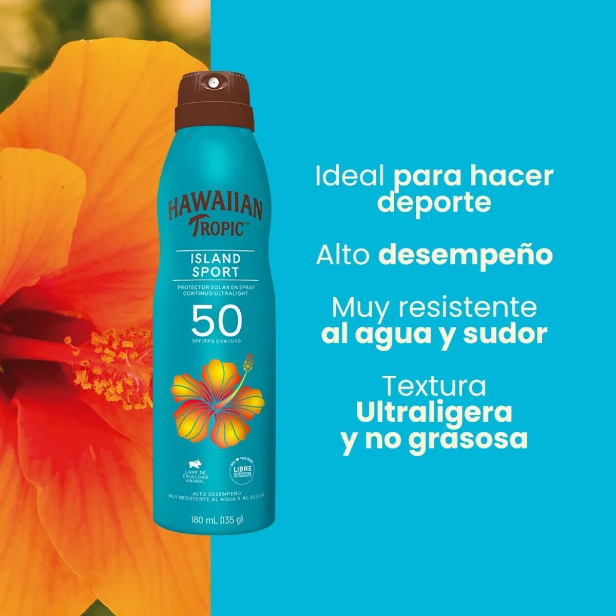 Protector Solar Hawaiian F50 Island Sport Spray 180 Ml. — Farmacia El túnel