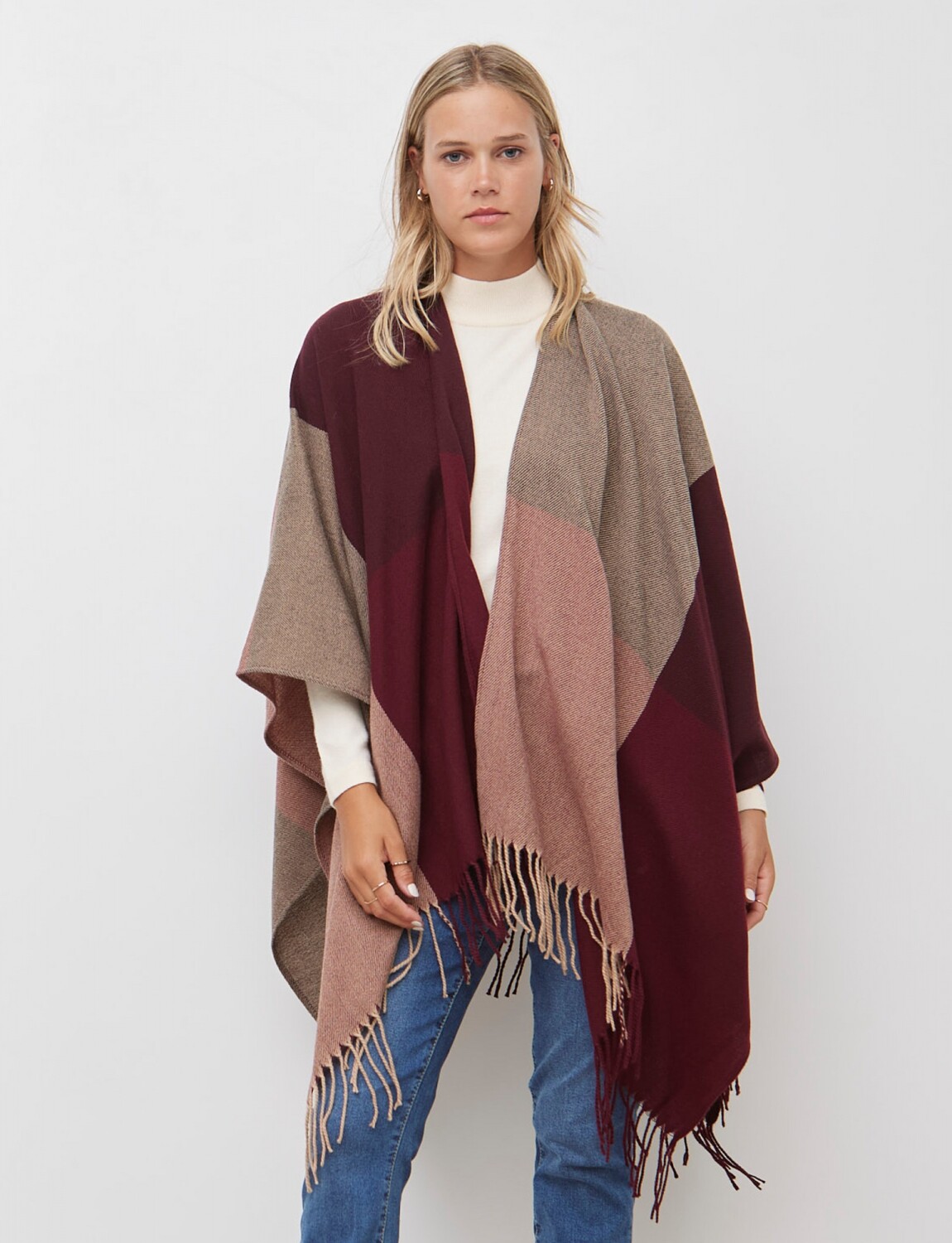 Ruana Colorblock - Bordeaux/multi — LA OPERA