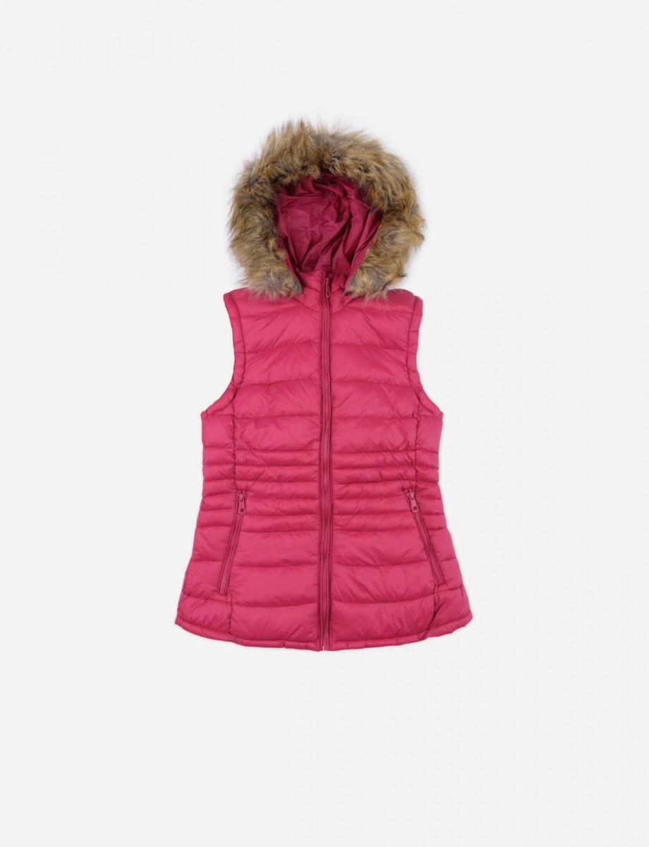 Chaleco capitoneado con capucha y piel - Rojo — Otherside