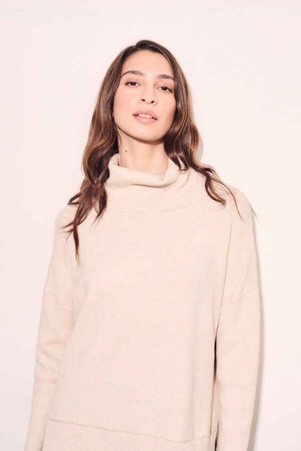 Polera Algodón Elastano - Beige Melange — Lemon