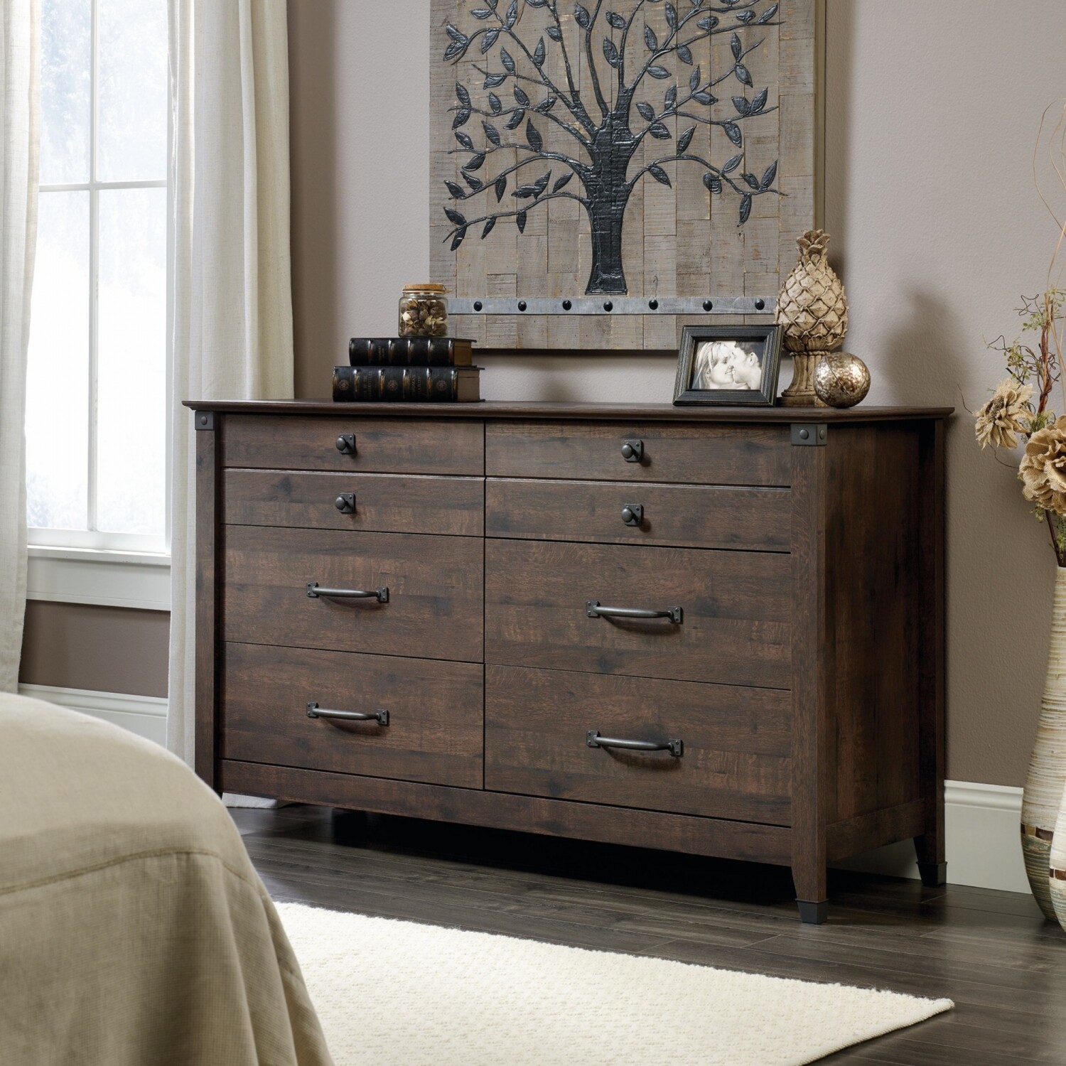 Aparador 6 cajones - Sauder - Linea Carson Forge - Marron Oscuro ...