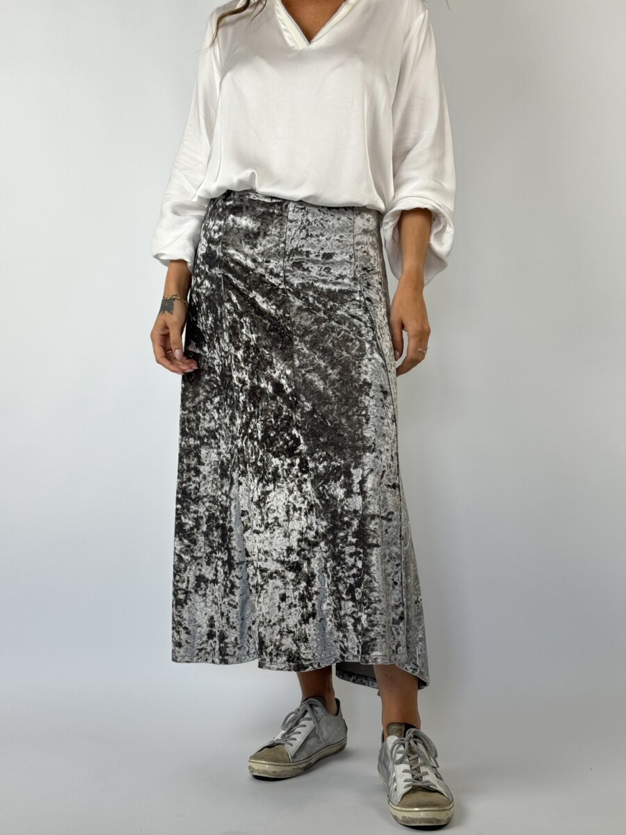 POLLERA TERCIOPELO RANIA - GRIS — Panthai