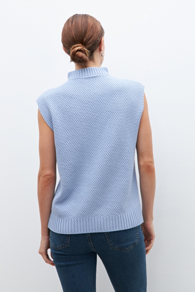 Chaleco tejido con estructuras - celeste — Lolita
