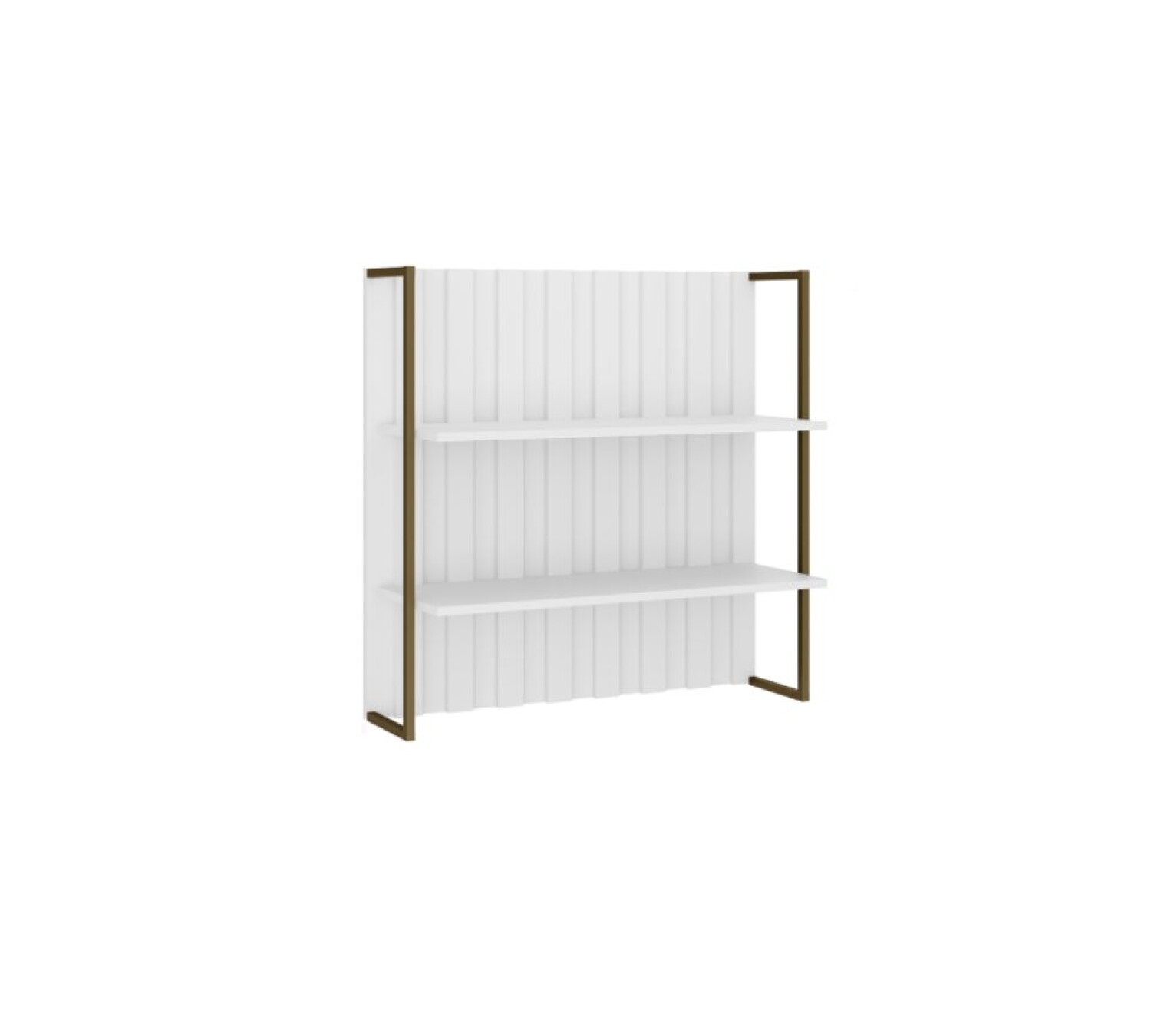 Aereo Americana 80cm Listones Oro 2 Estantes Blanco — Rustico Hogar