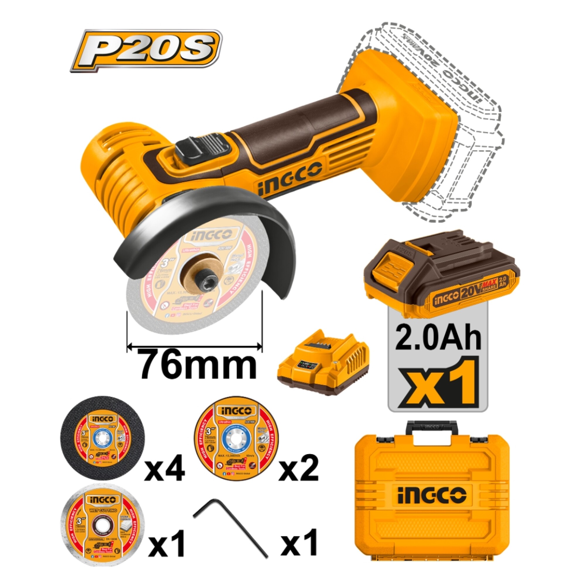 MINI AMOLADORA A BATERIA 3" 20V P20S MULTIFUNCION CON BATERIA ...