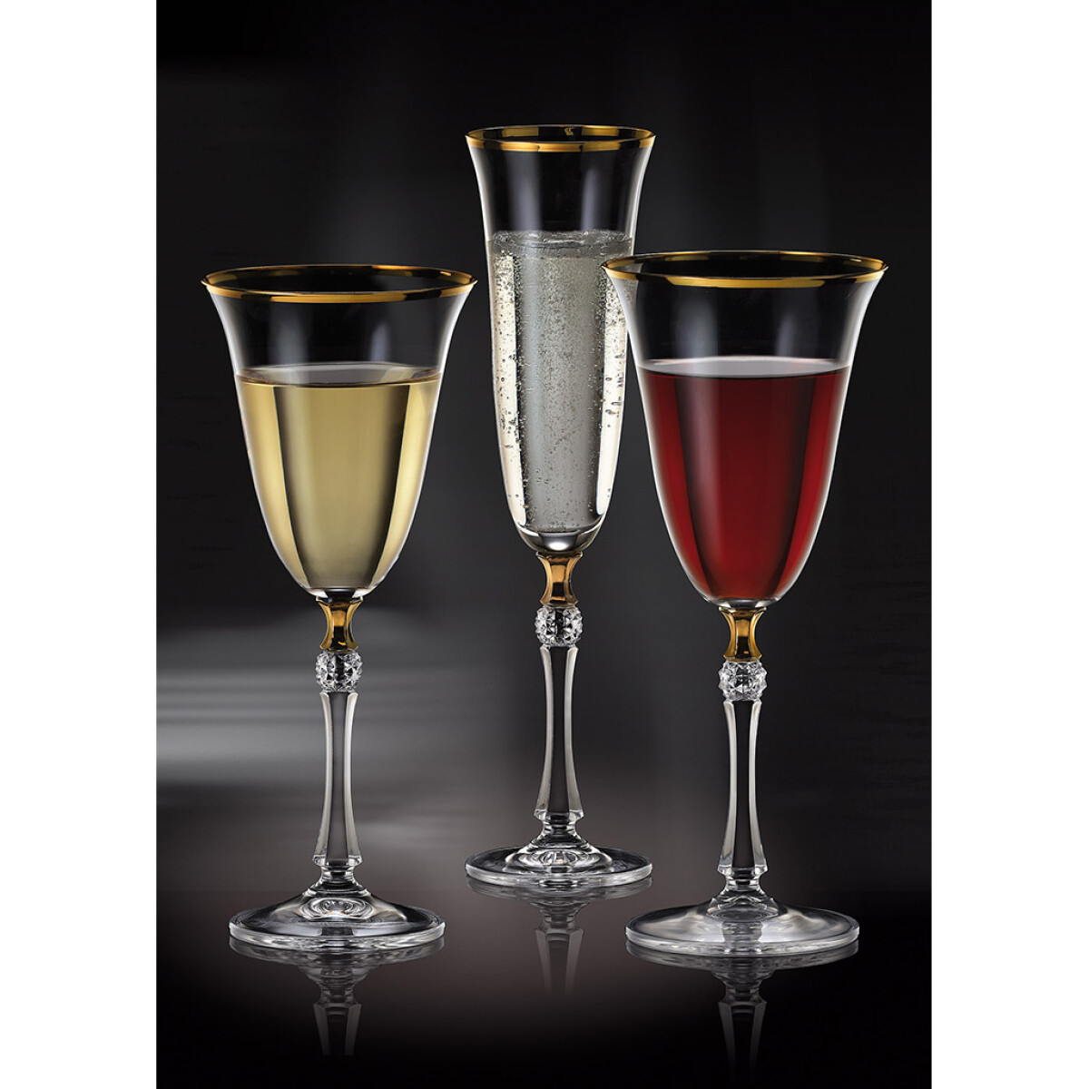 SET 6 COPA FLAUTA 190ML ZOYA GOLD BOHEMIA — Deco Hogar