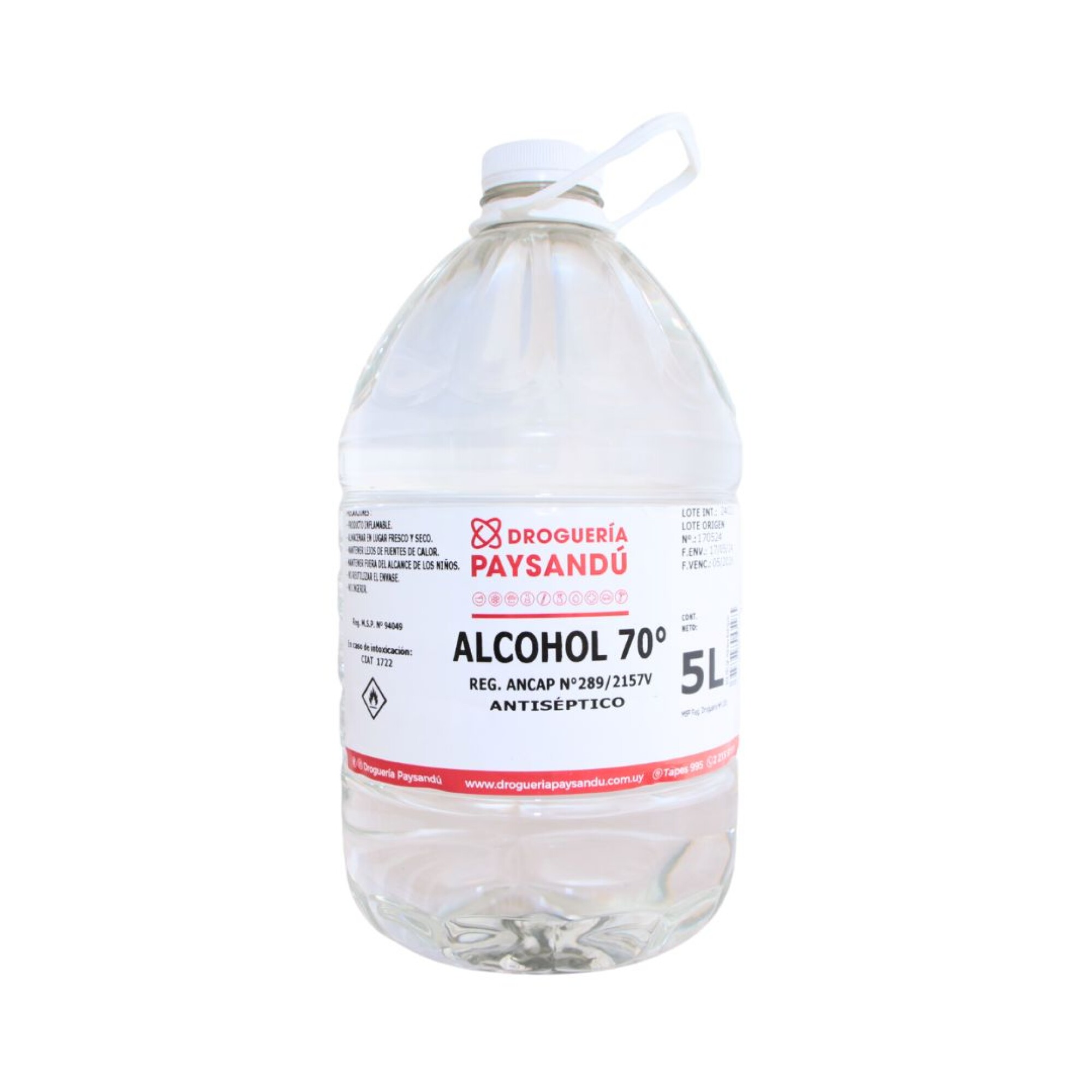 Alcohol al 70% - 5 L — Droguería Paysandú