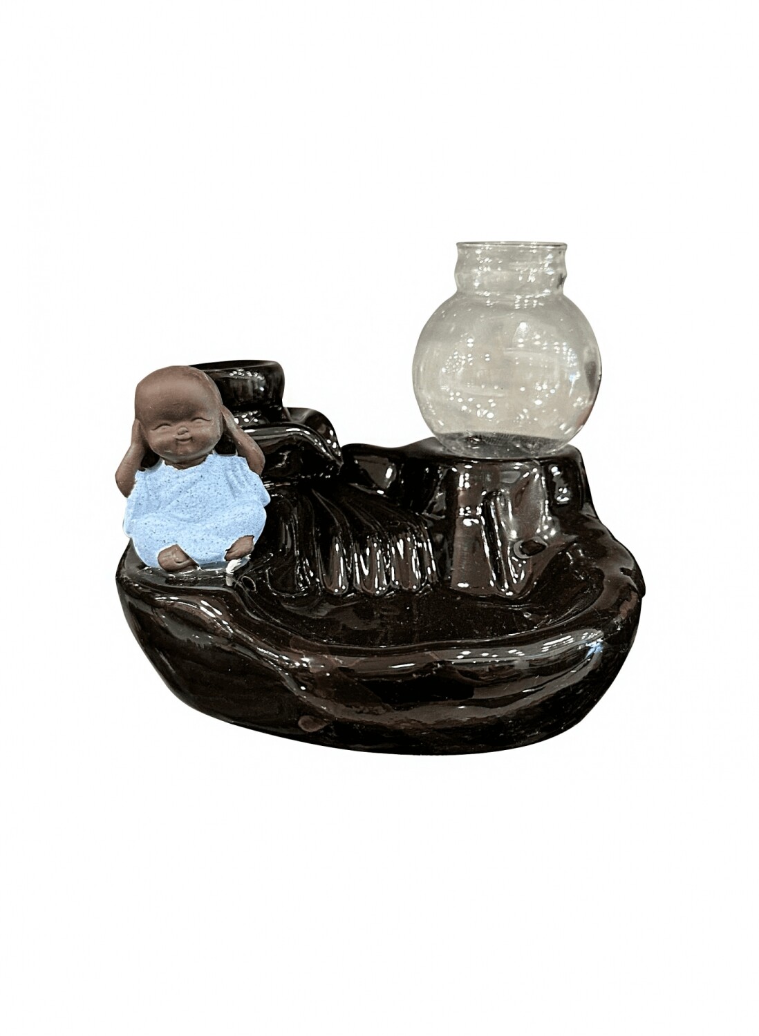 Fuente De Humo - Buda Con Esfera De Vidrio - Azul — Que Regalo