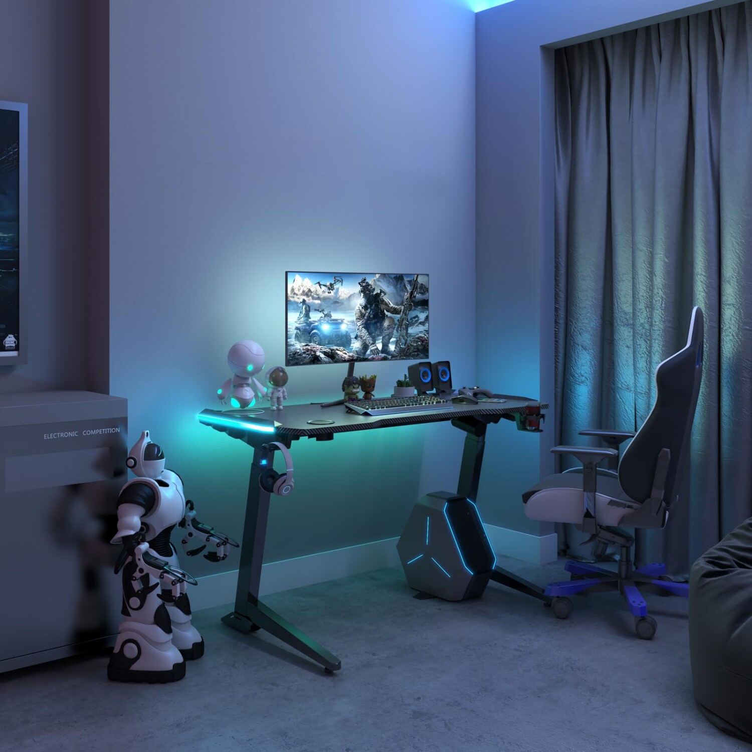 Escritorio Gamer Regulable Metal Negro Getx — Divino