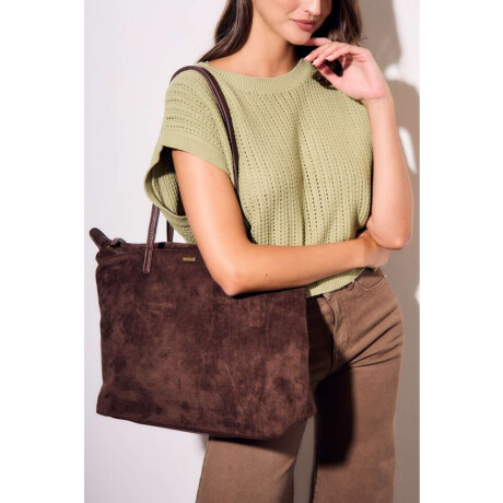 Travel Bag Gamuza Vegana Con Cierre - Chocolate — Tienda Soy Santander