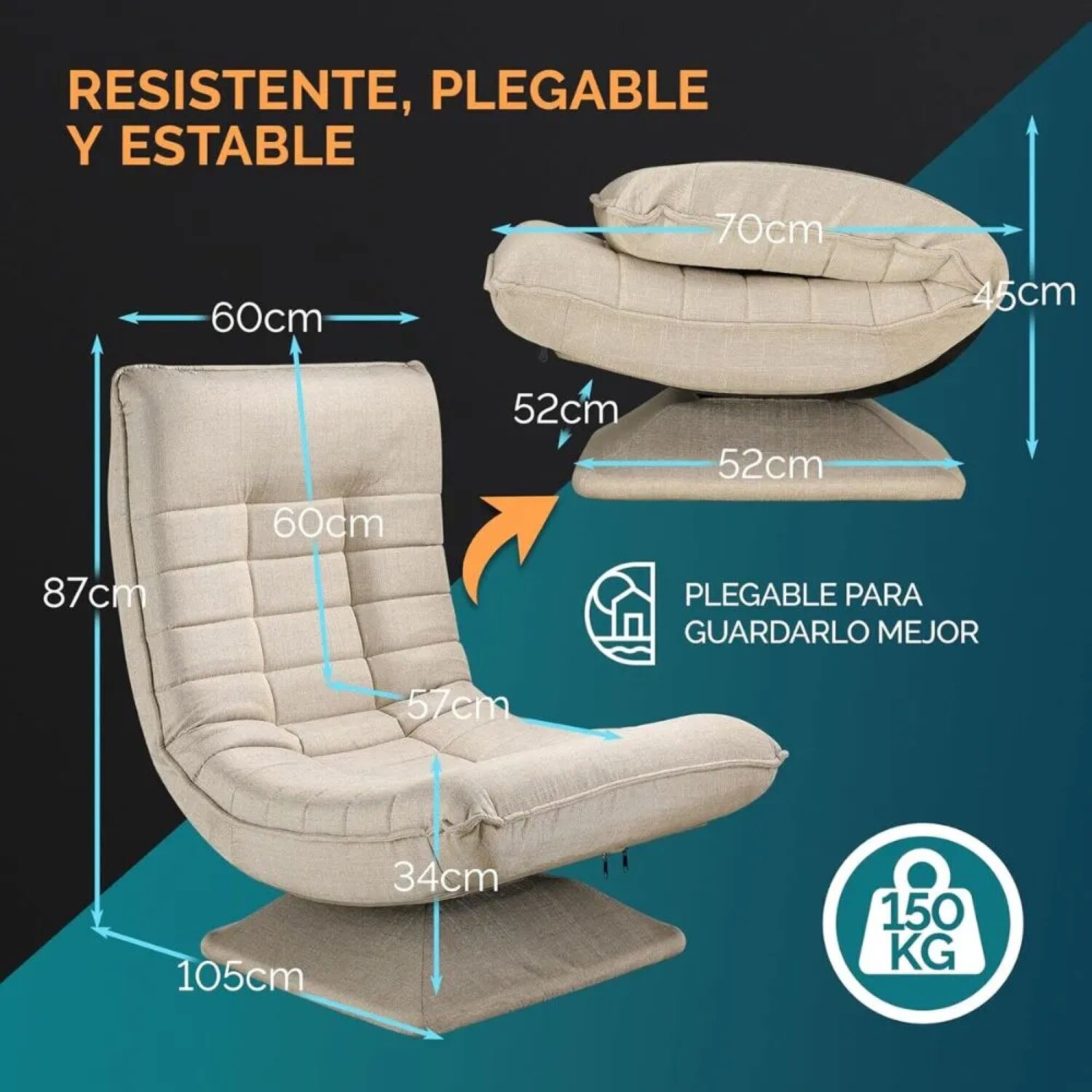Sillon Reclinable Giratorio Aberdeen - Beige — La Cueva Muebles